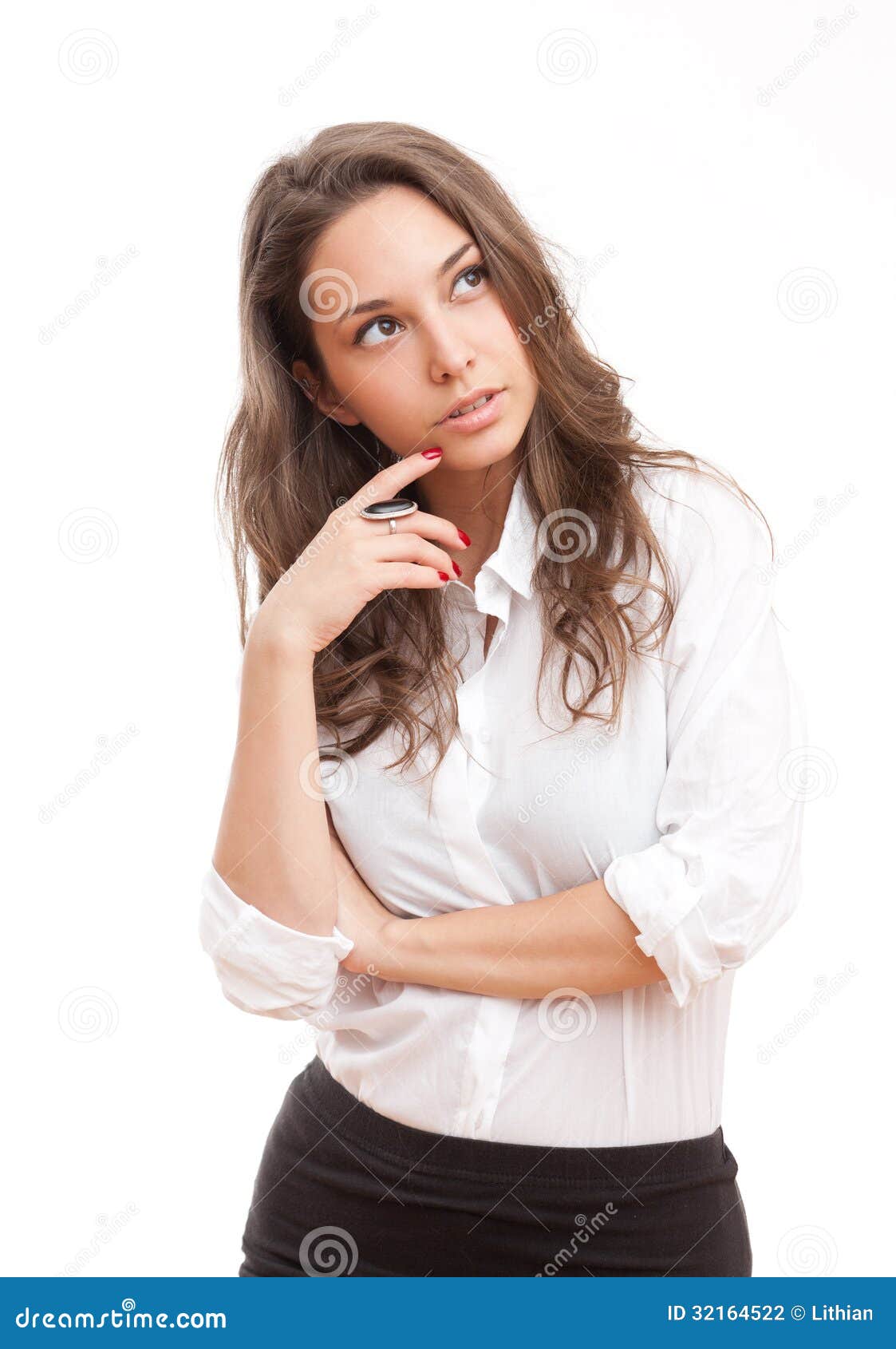 Pensive office girl. stock photo. Image of woman, fashionable - 32164522