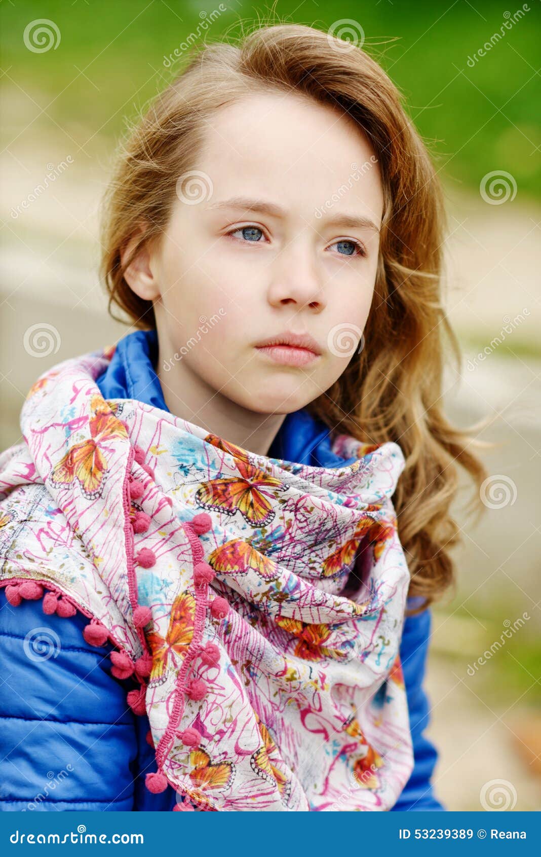 Pensive portrait stock image. Image of child, pensive - 53239389