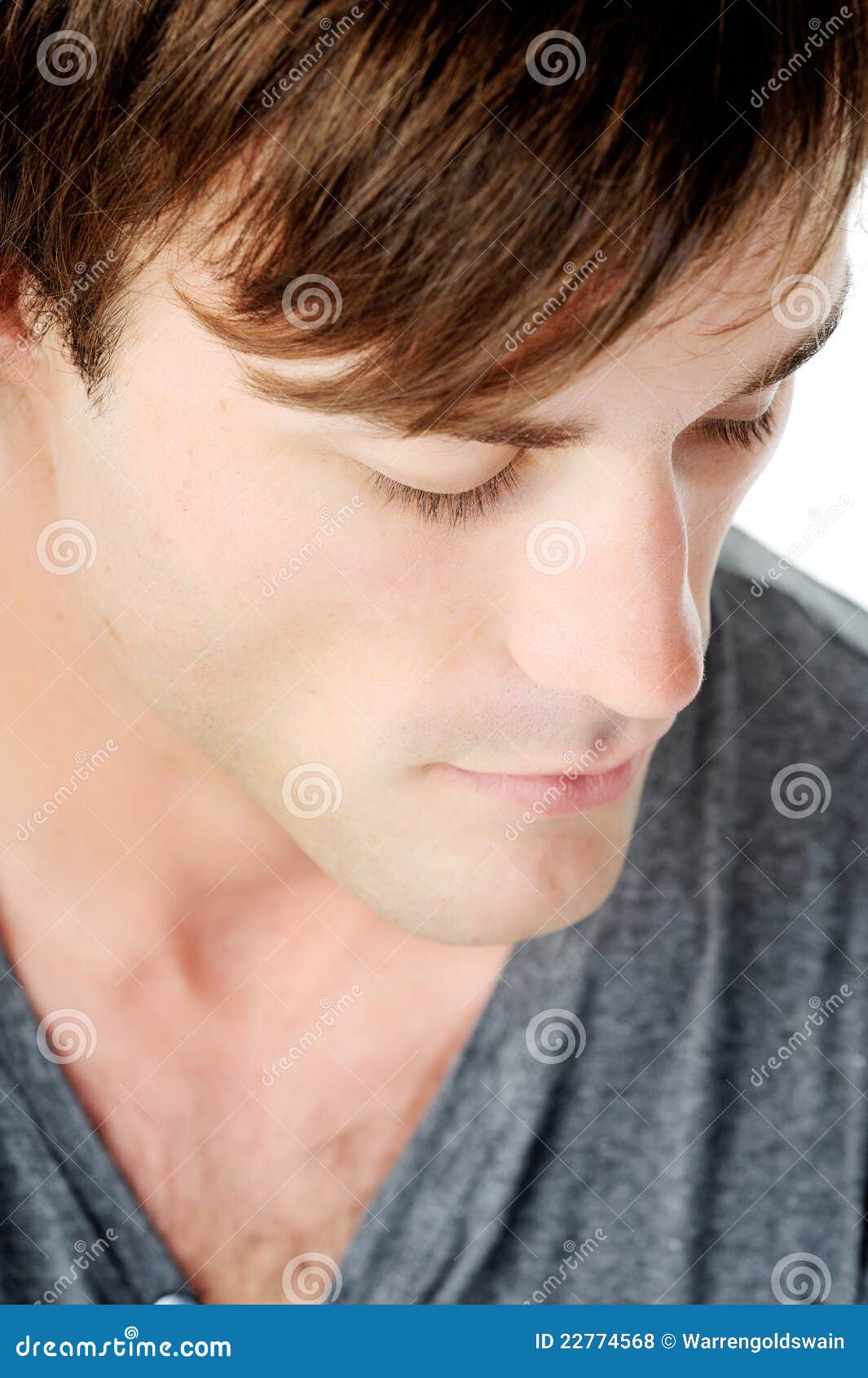 Pensive portrait man stock photo. Image of studio, white - 22774568