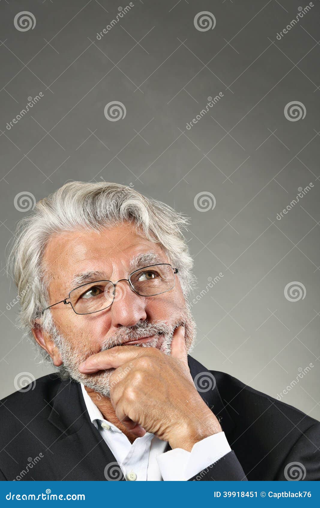 Pensive Portrait of a Senior Man Stock Image - Image of wise, elegance ...
