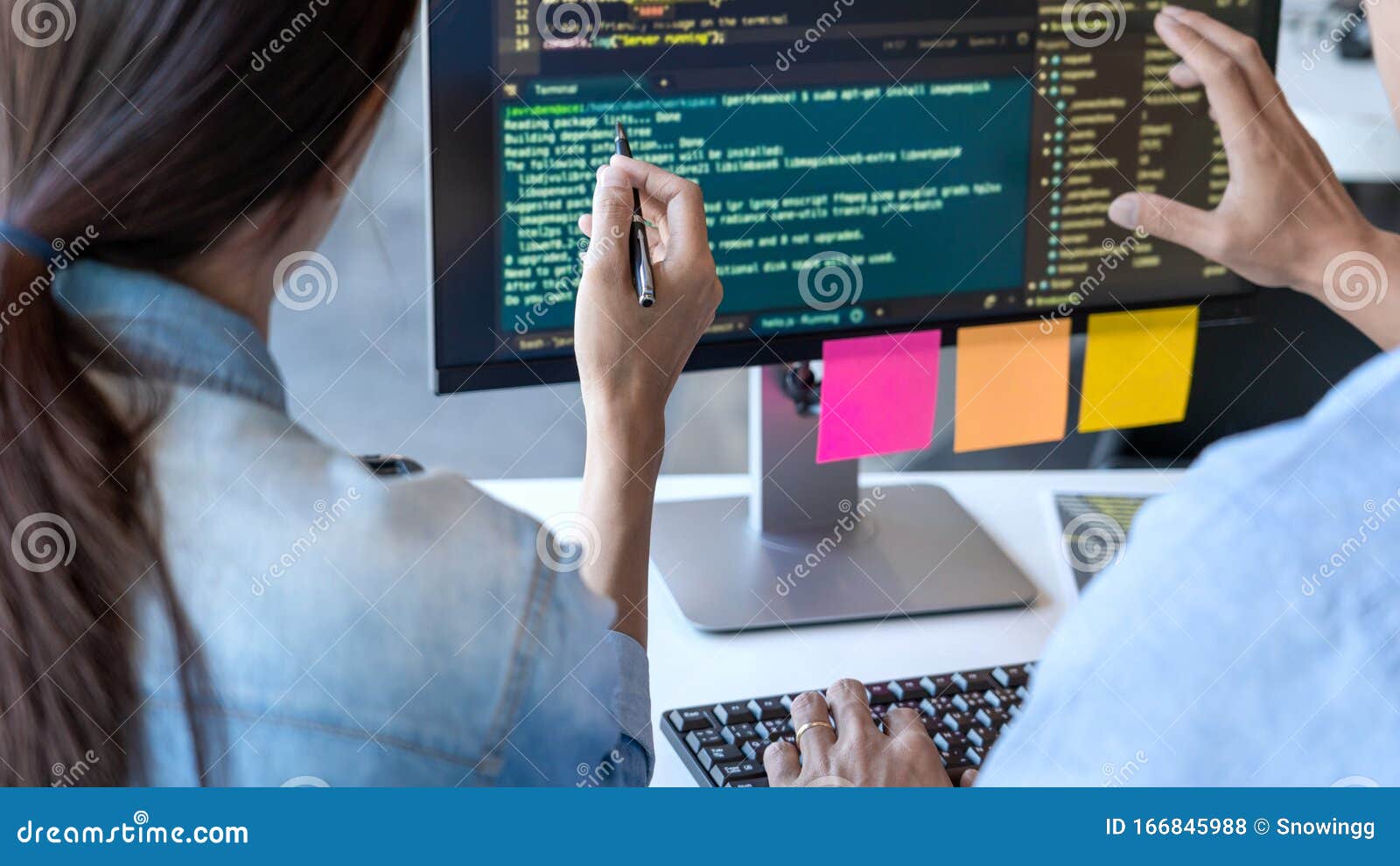 Pensive Programmer Working On On Desktop Pc Programming Code Technologies Or Website Design At