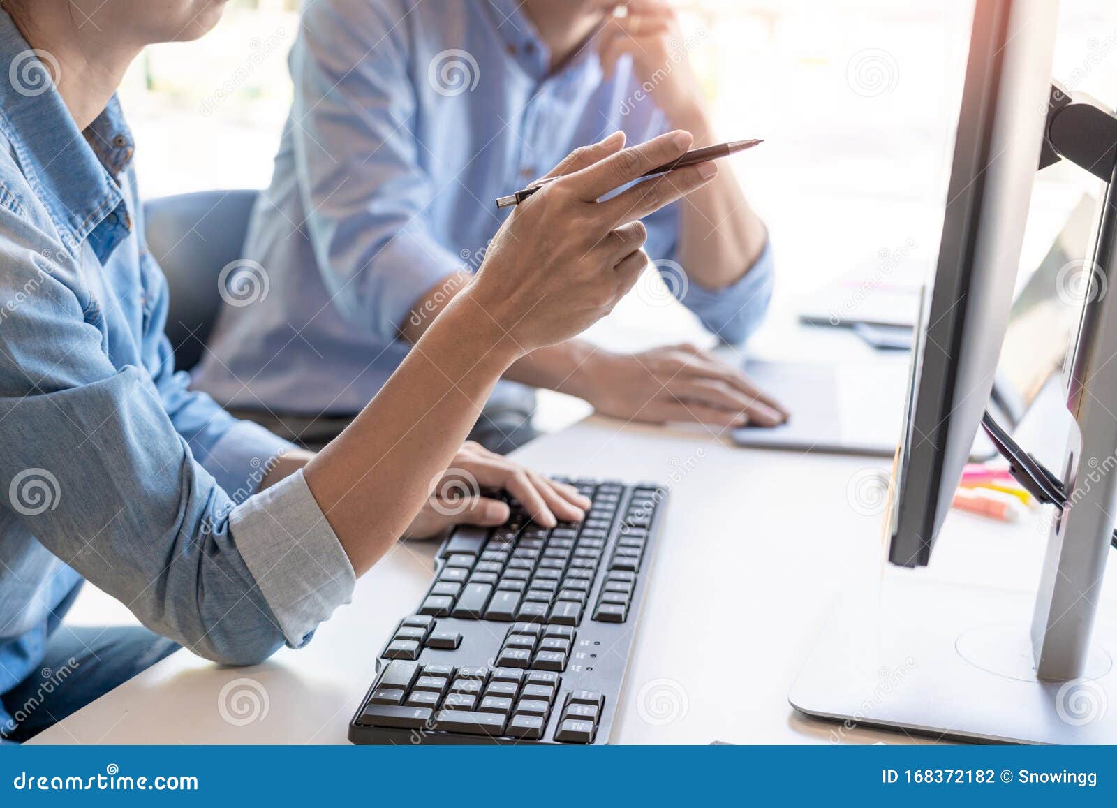 Pensive Programmer Working on on Desktop Pc Programming Code ...