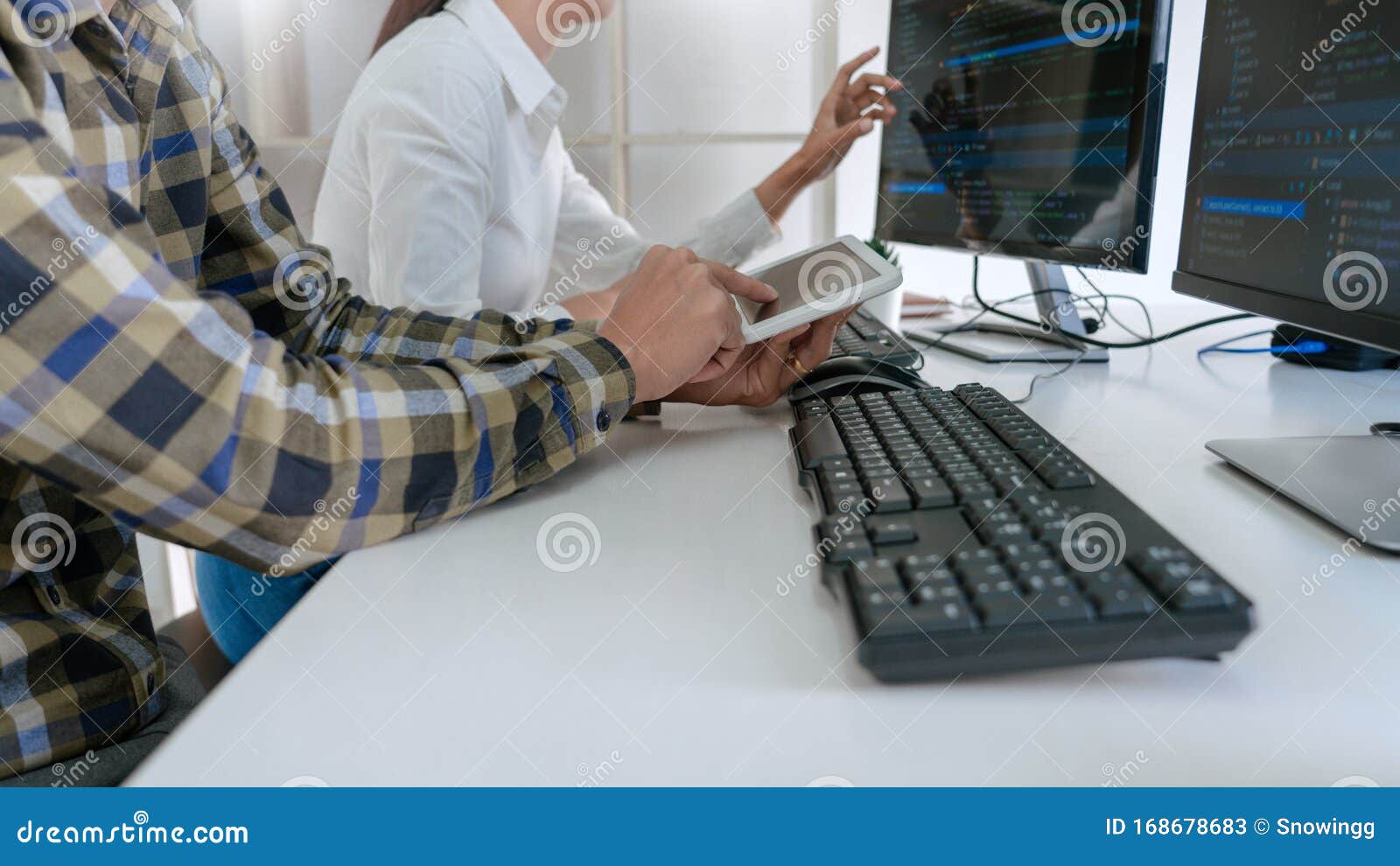 Pensive Programmer Working on Desktop Pc Programming Code Technologies or Website Design at ...