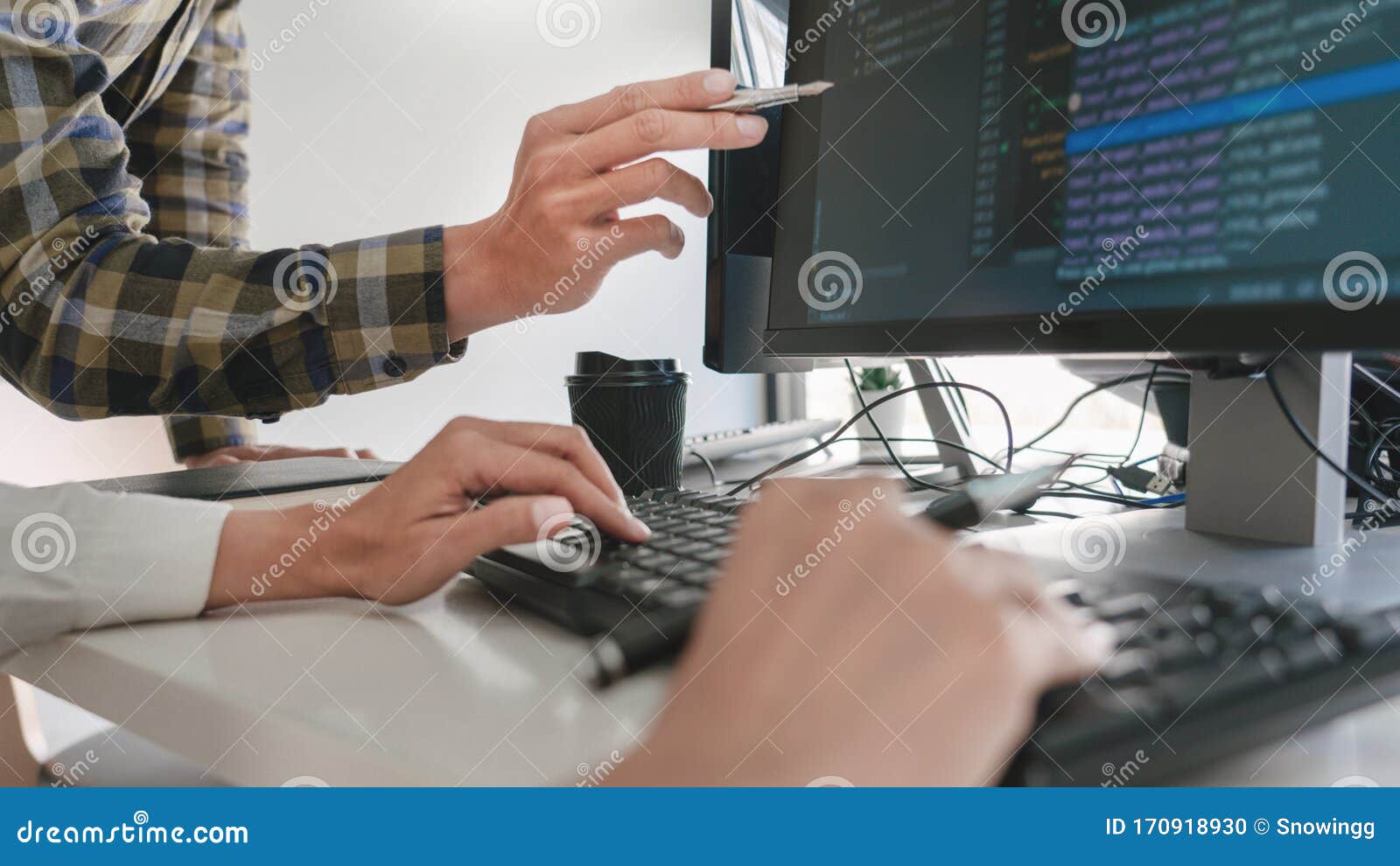 Pensive Programmer Working on Desktop Pc Programming Code Technologies ...