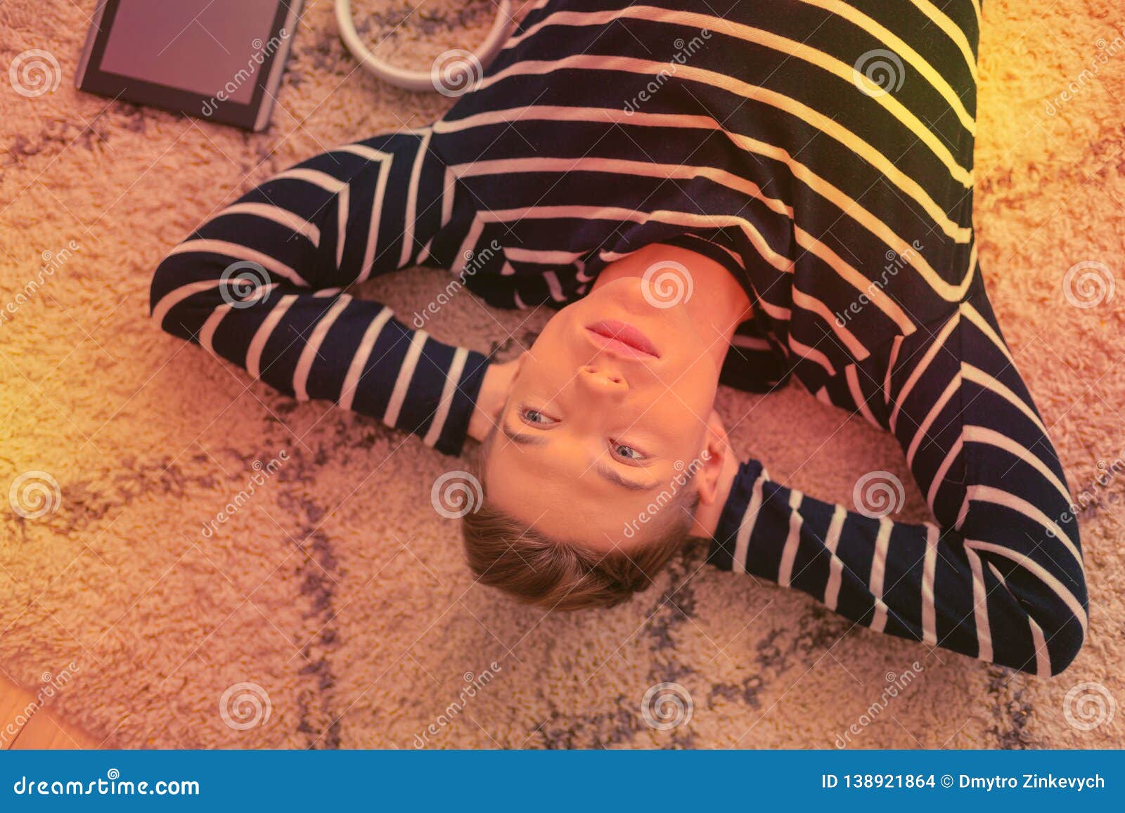 Pensive Reflective Guy Dreaming about Coming Weekends Stock Photo ...