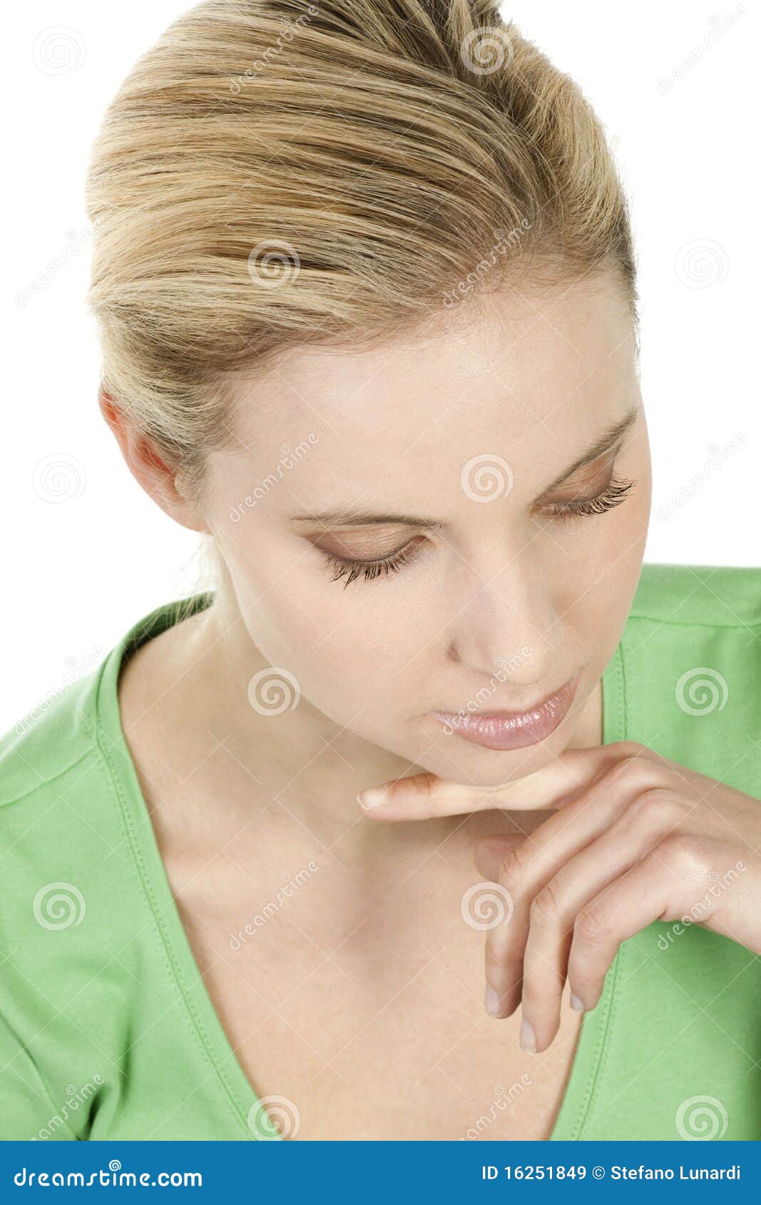 Pensive/Sad Young woman stock image. Image of planning - 16251849