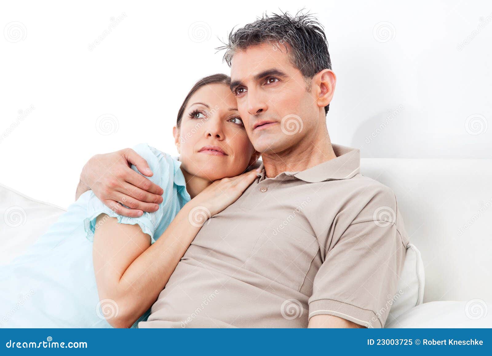 Pensive Senior Couple Thinking Stock Image - Image of elderly, house ...