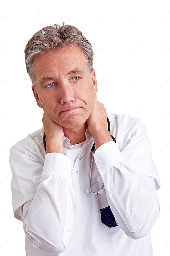 Pensive senior physician stock image. Image of pity, coat - 18489261
