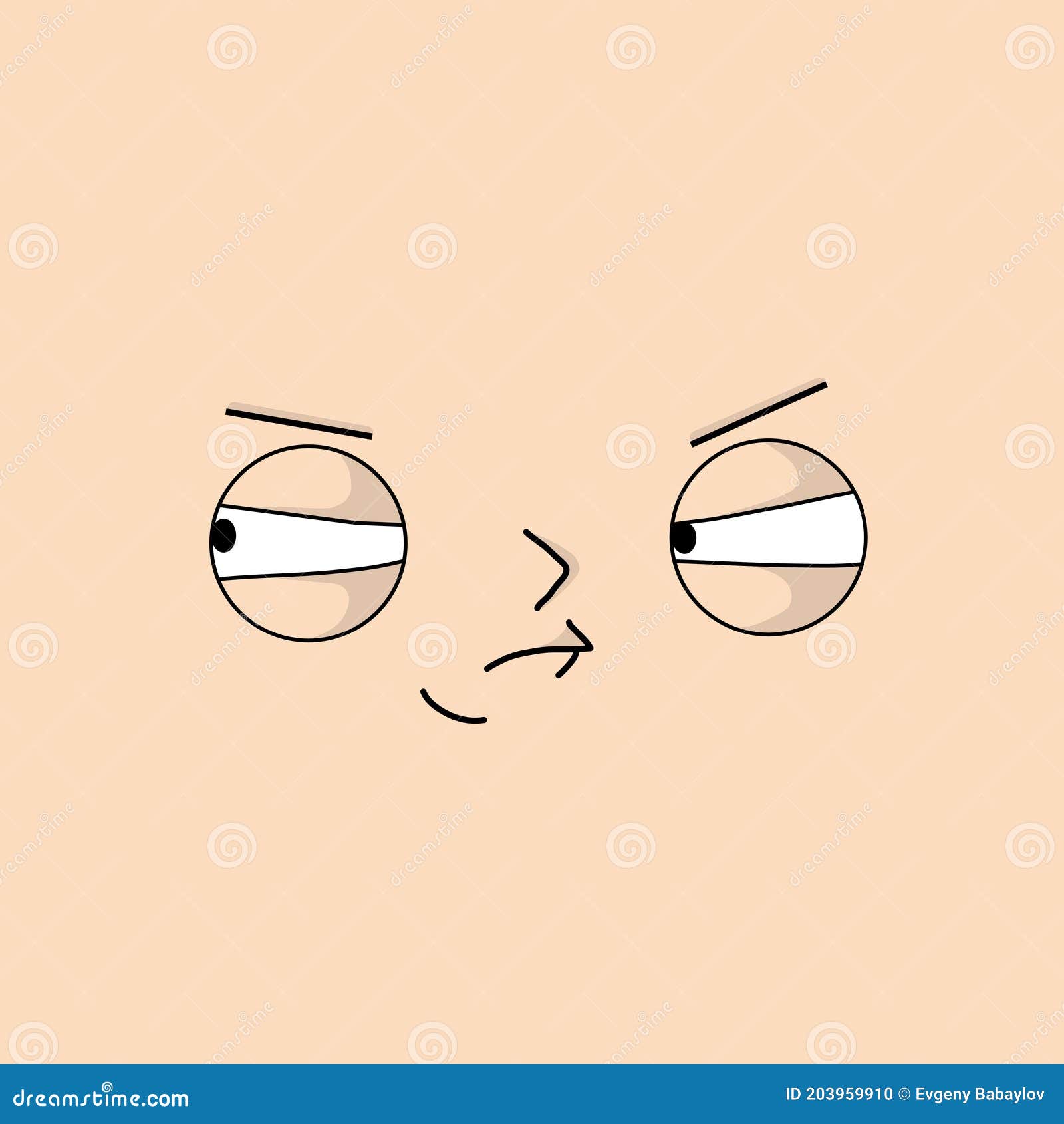 Pensive, Sly Face with Expressive Emotions - Vector Stock Vector ...