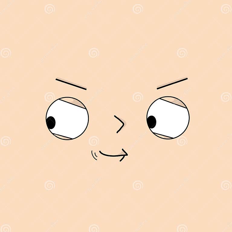 Pensive, Sly Face with Expressive Emotions - Vector Stock Vector ...