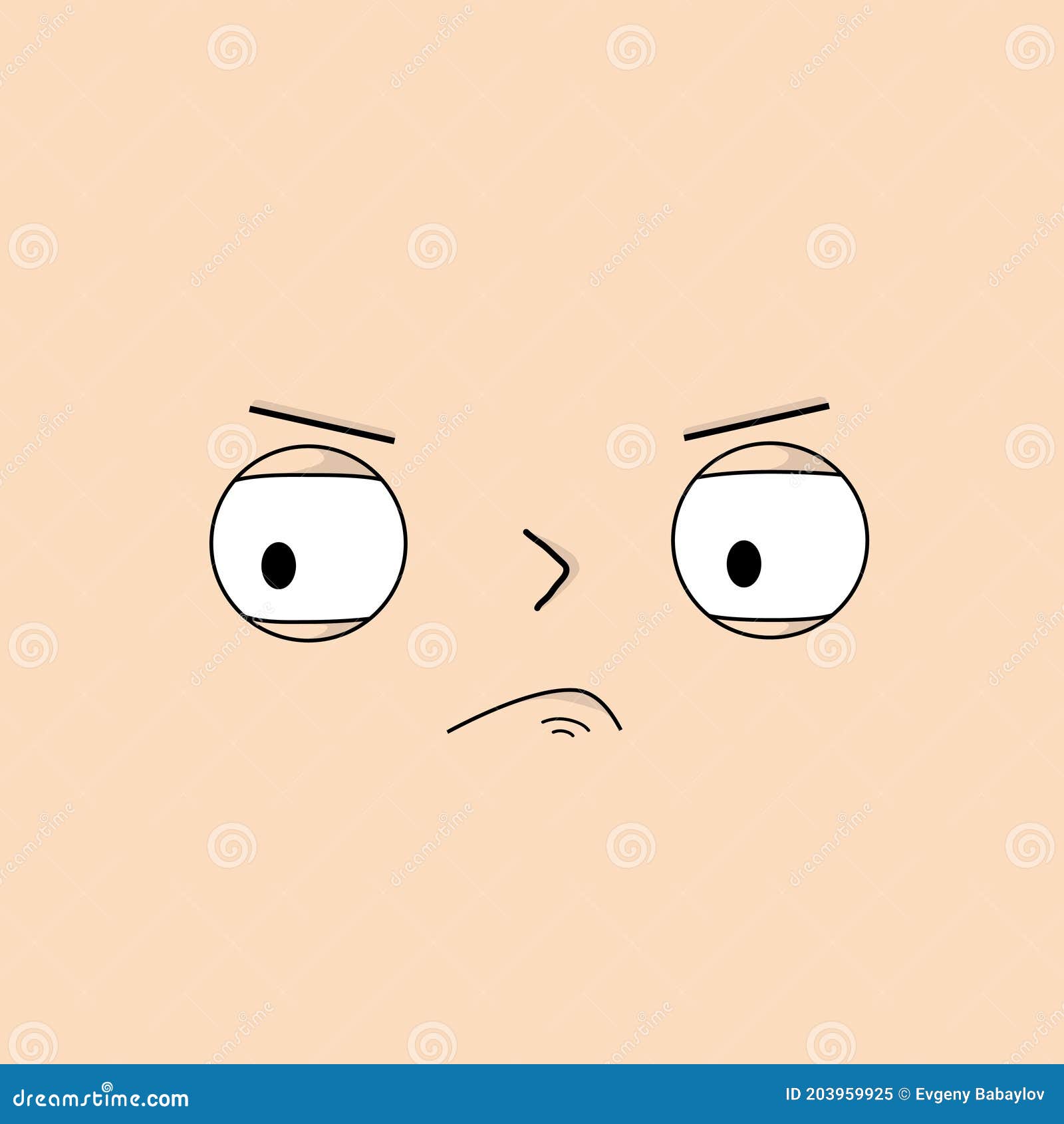 Pensive, Sly Face with Expressive Emotions - Vector Stock Vector ...