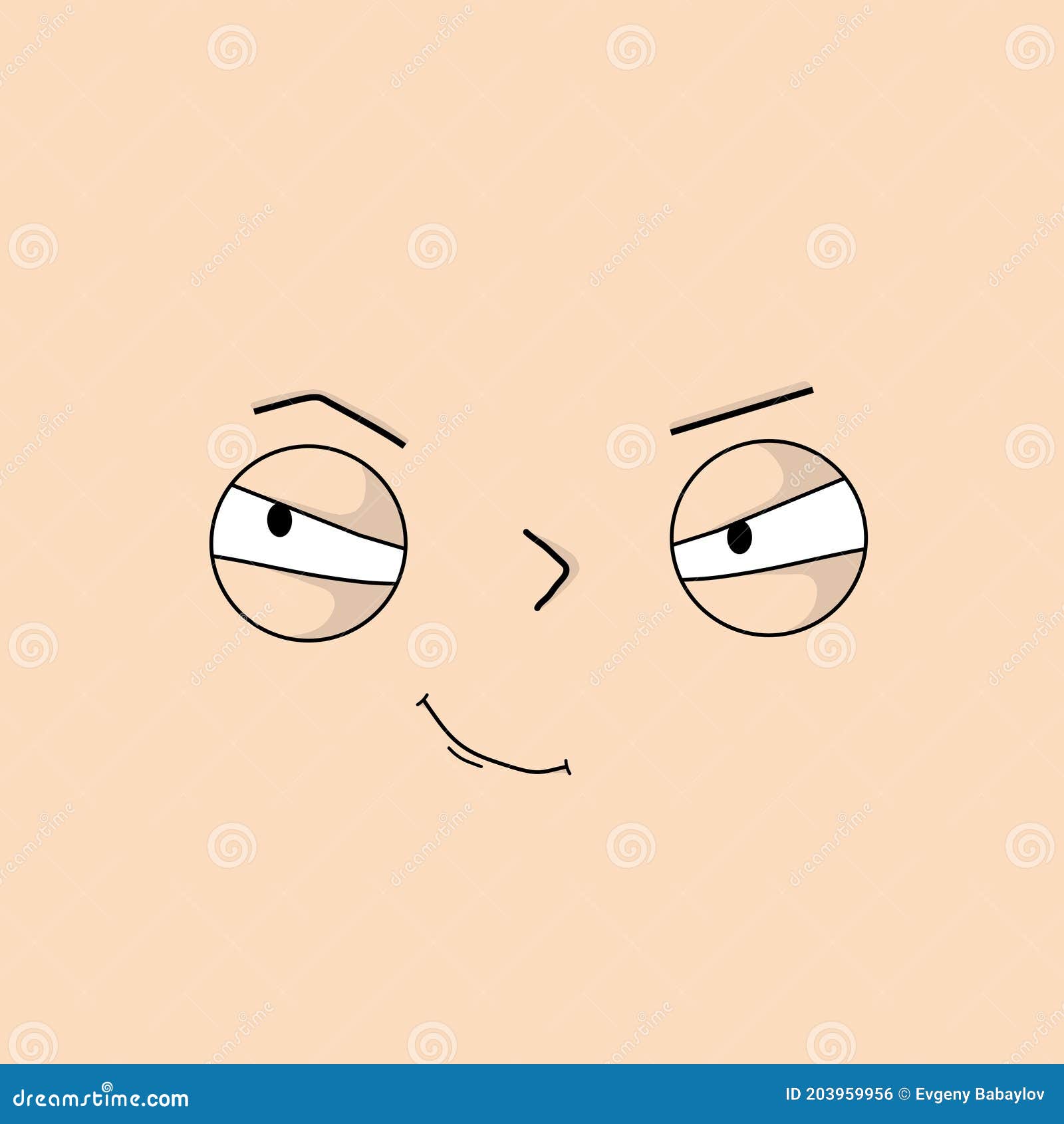 Pensive, Sly Face with Expressive Emotions - Vector Stock Vector ...