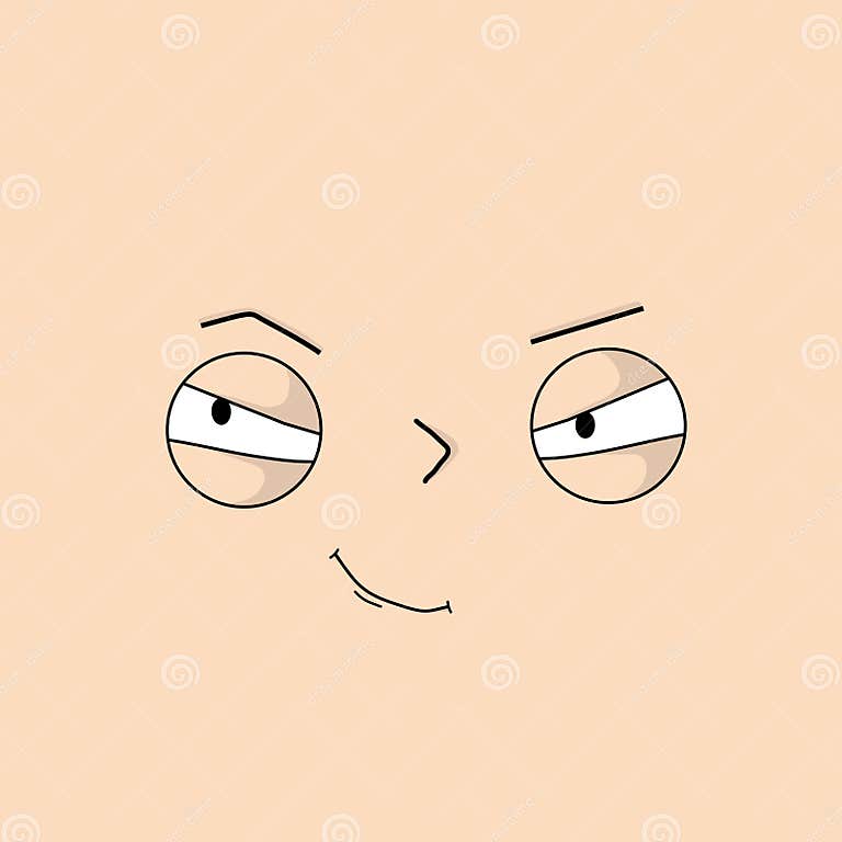 Pensive, Sly Face with Expressive Emotions - Vector Stock Vector ...