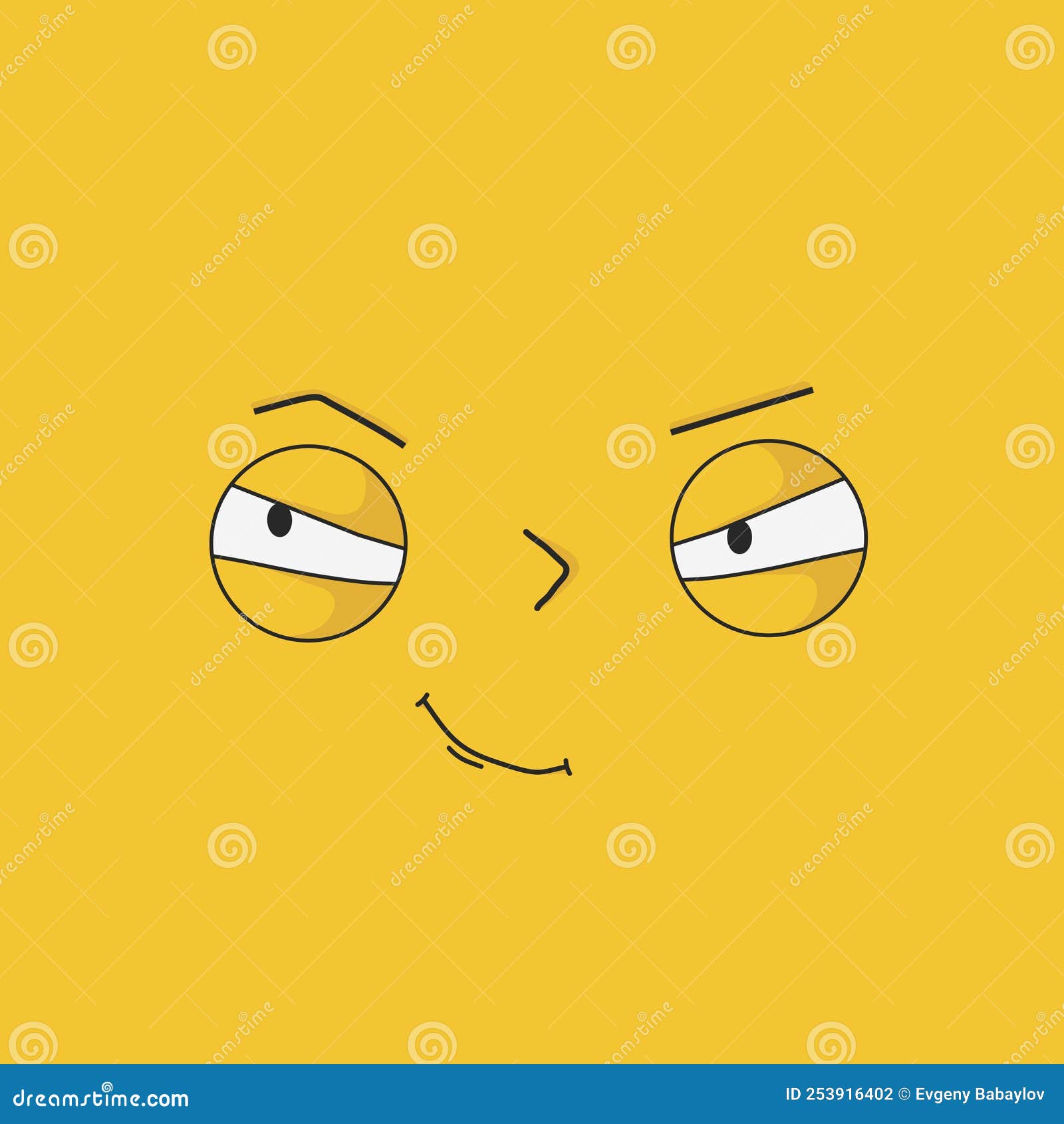 Pensive, Sly Face with Expressive Emotions - Vector Stock Vector ...