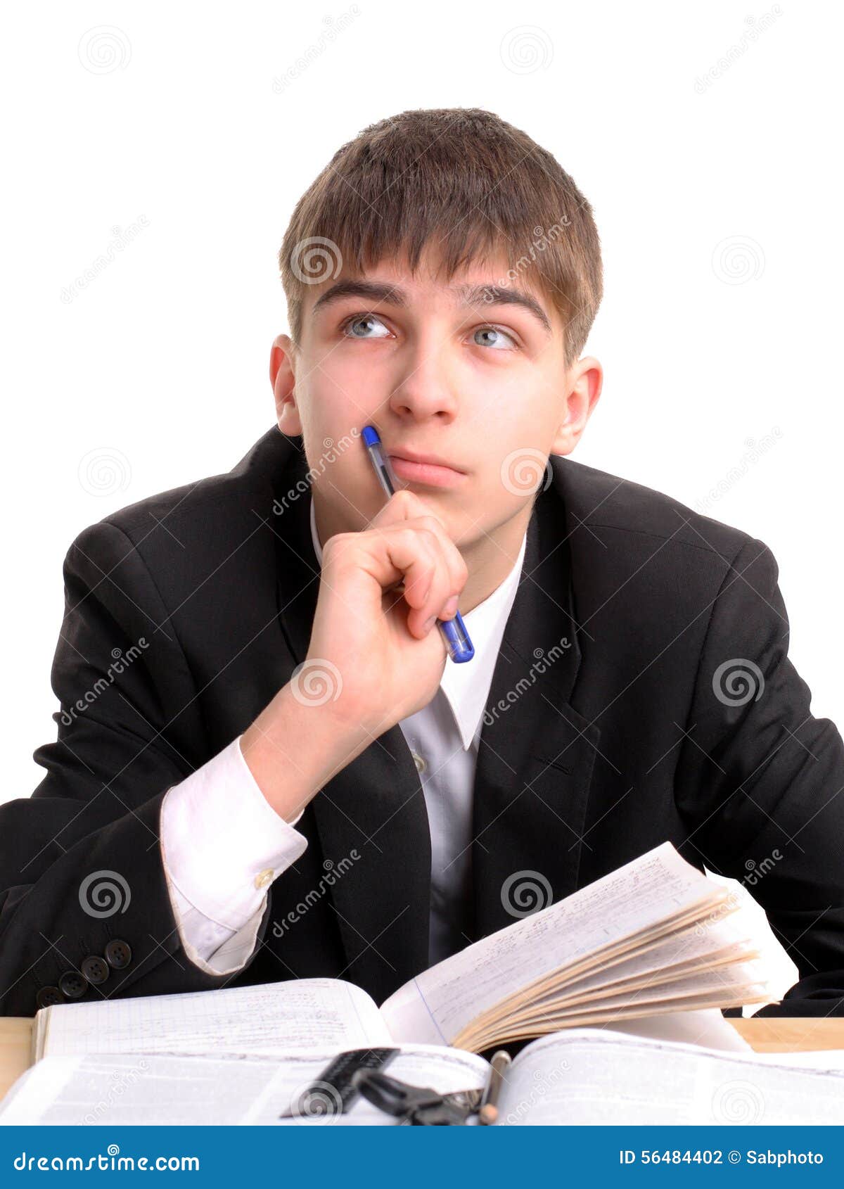 Pensive Student stock photo. Image of table, serious - 56484402