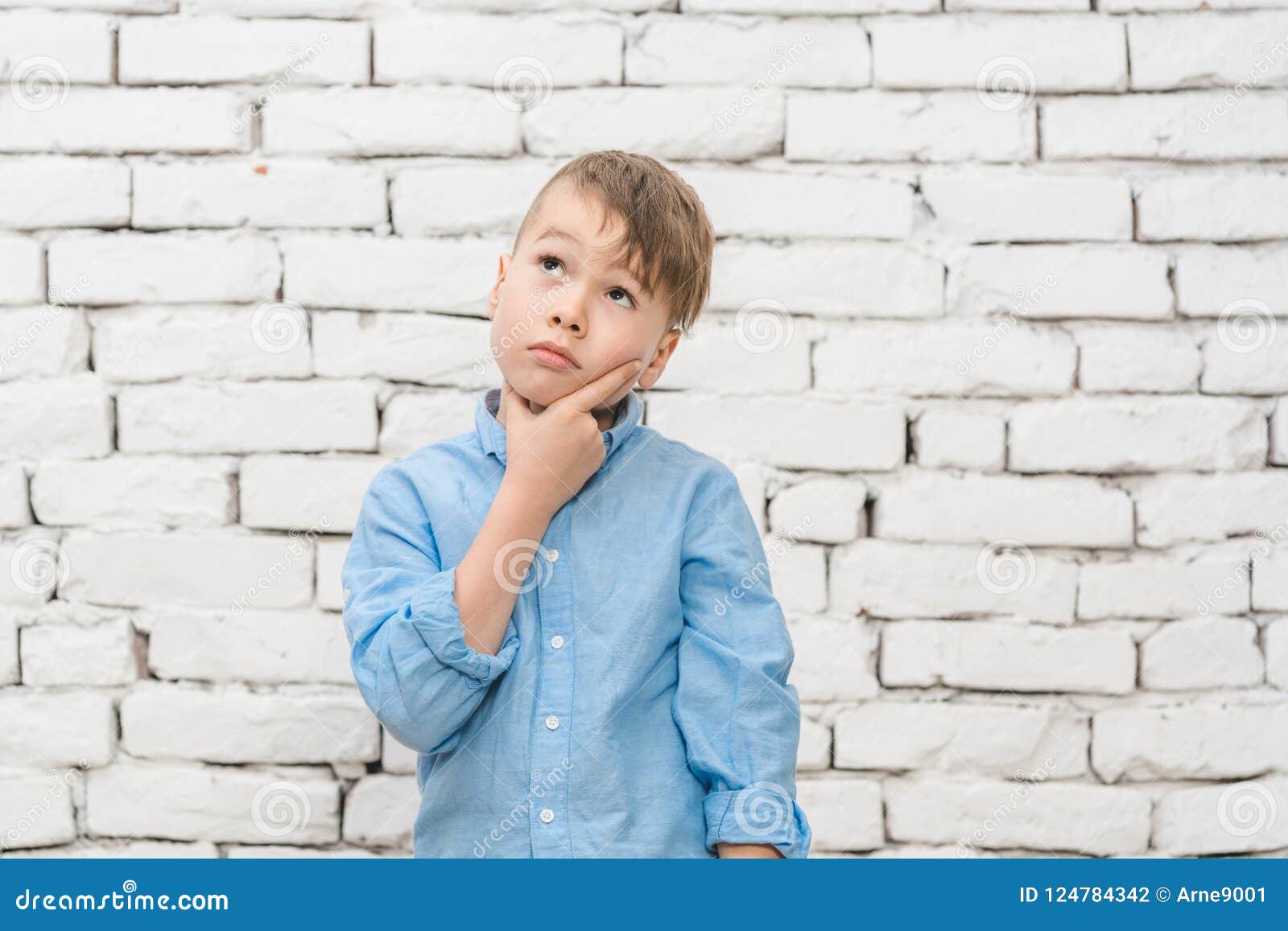 Pensive Student Thinking Hard Stock Photo - Image of cute, pupil: 124784342