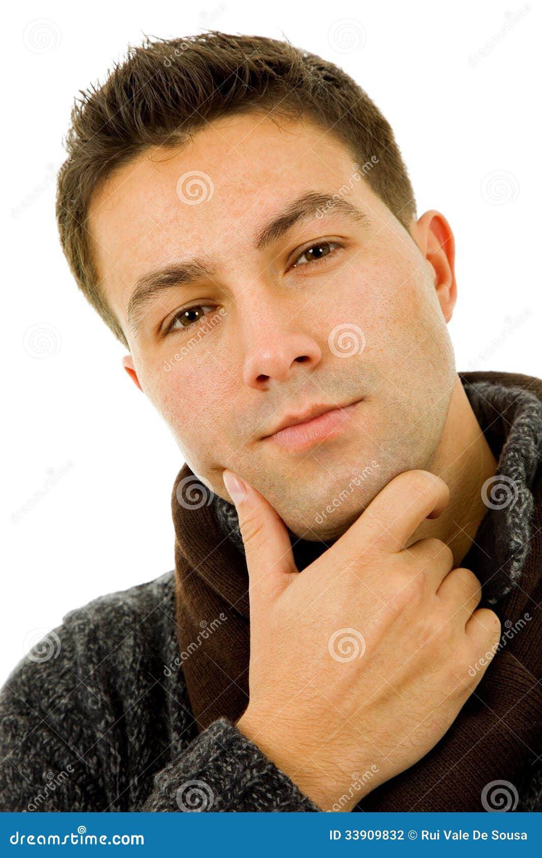 Pensive stock photo. Image of male, hair, attractive - 33909832