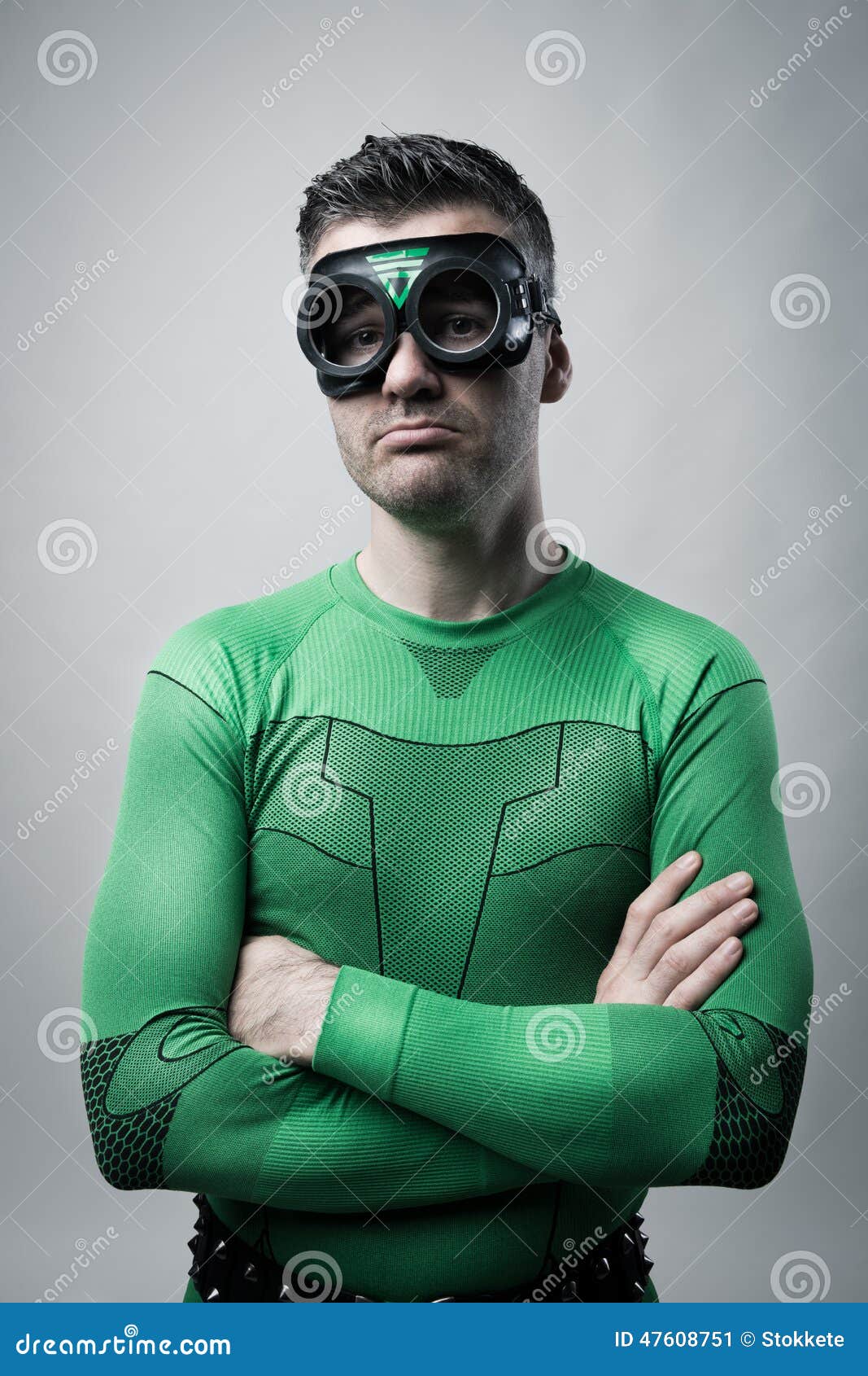 Pensive Superhero with Arms Folded Stock Image - Image of superman ...