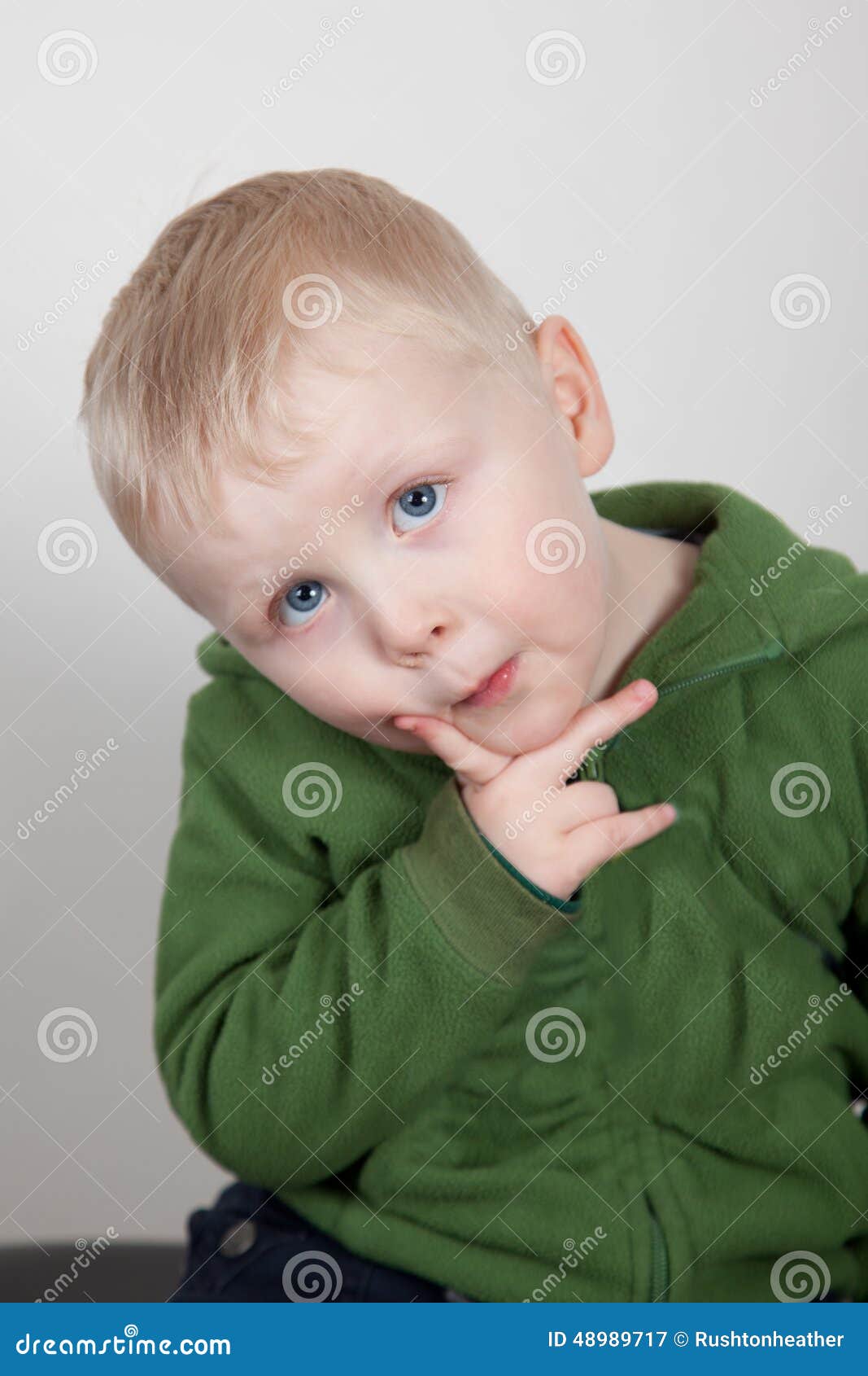 Pensive toddler stock image. Image of intelligent, curious - 48989717