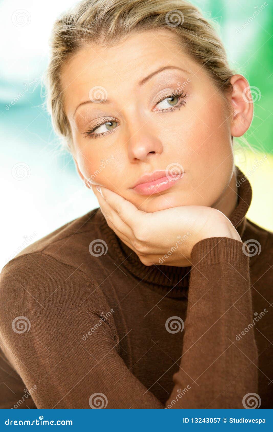 Pensive woman stock image. Image of attractive, head - 13243057