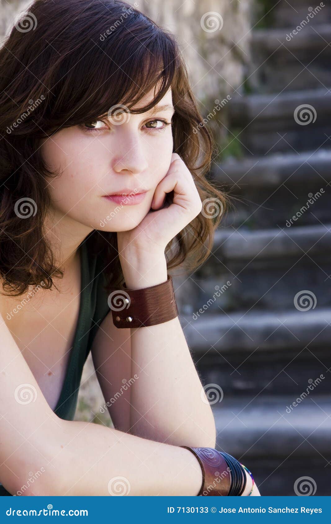 Pensive woman stock image. Image of people, pensive, close - 7130133