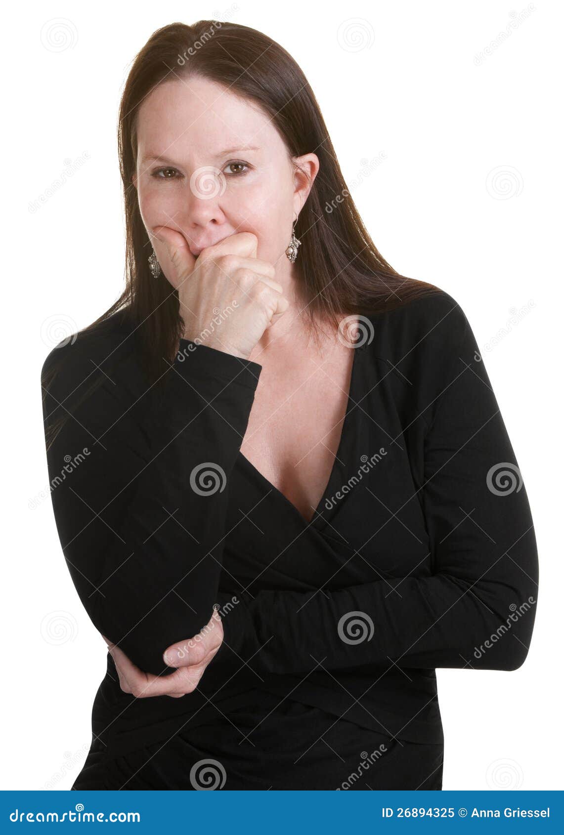 Pensive Woman in Black stock image. Image of caucasian - 26894325