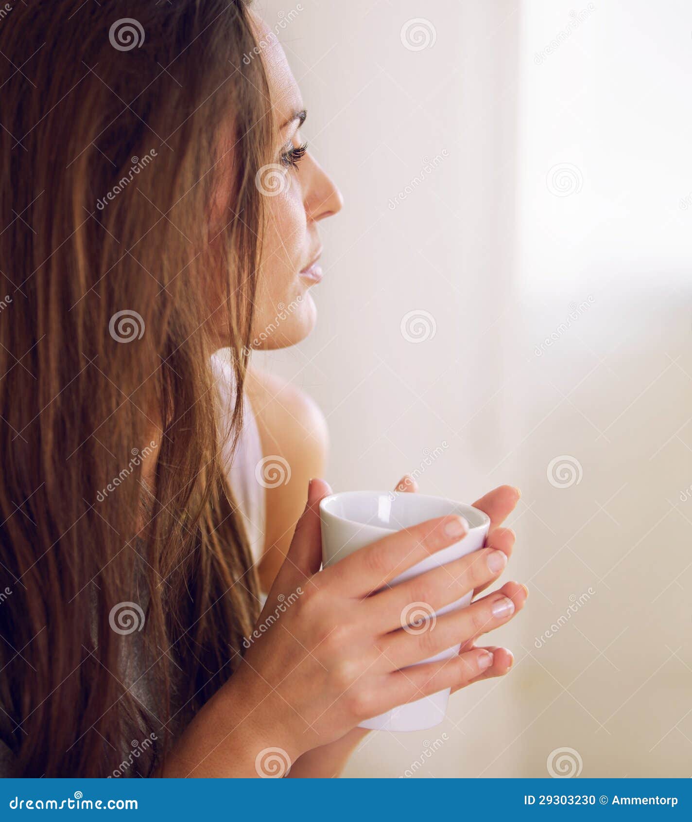 Pensive Woman in a Quiet Mood Stock Photo - Image of coffee, closeup ...