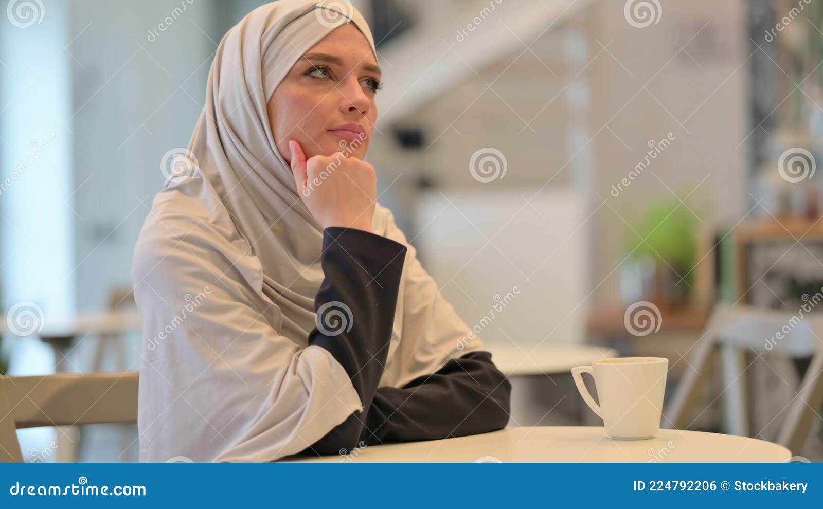 Pensive Young Arab Women Sitting and Thinking Stock Photo - Image of ...