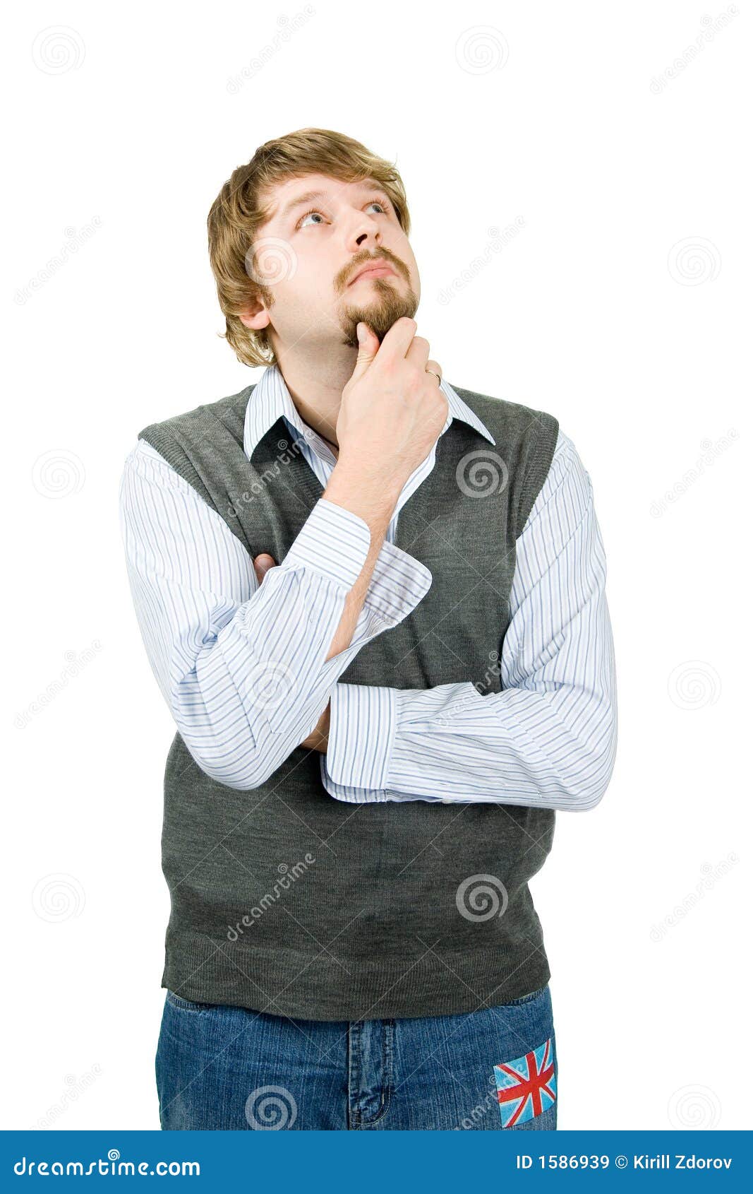 Pensive young man stock image. Image of solution, contemplate - 1586939
