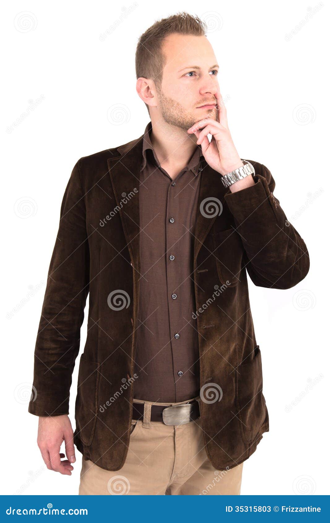 Pensive Young Man - Man Isolated on White Background Stock Image ...