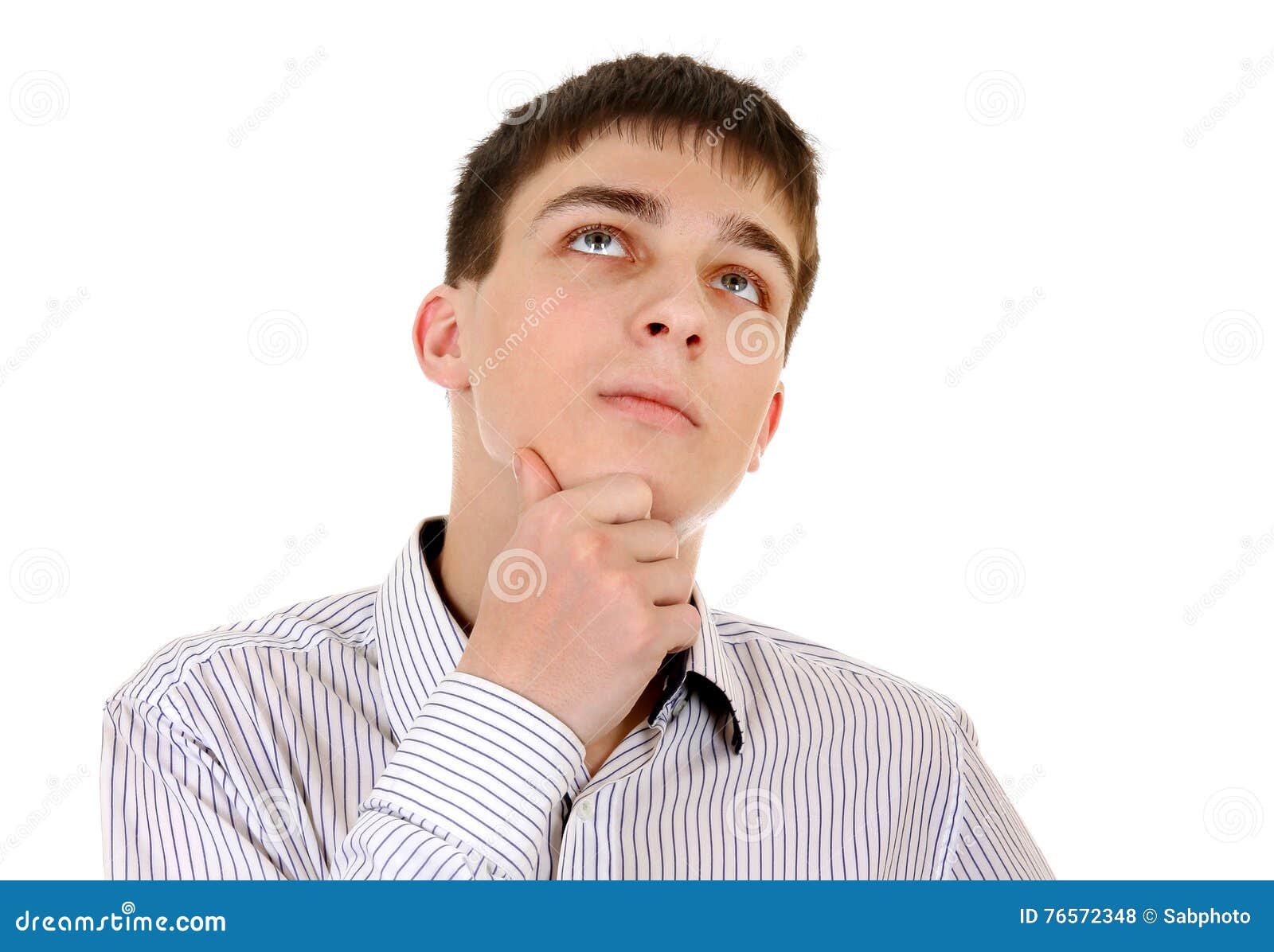 Pensive Young Man stock photo. Image of reflect, earnest - 76572348