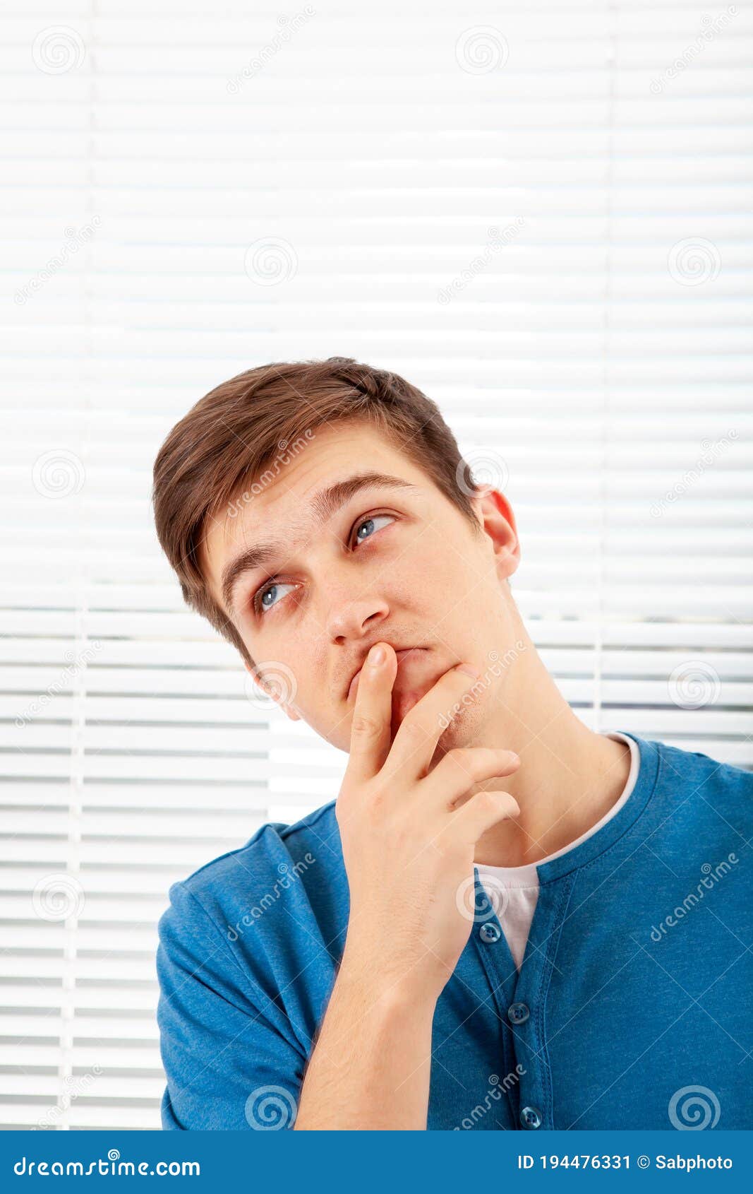Pensive Young Man stock image. Image of problem, dilemma - 194476331