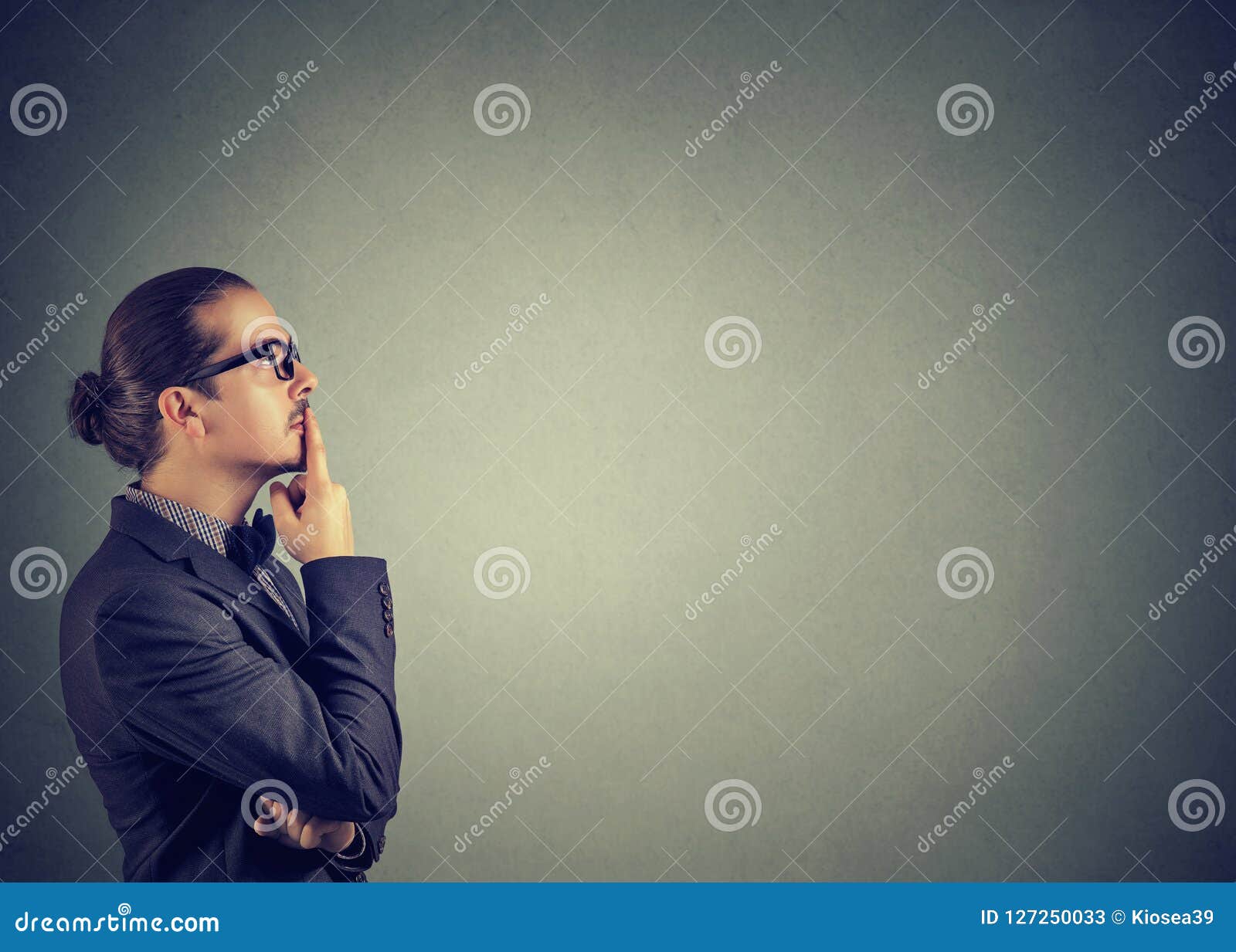 Pensive Young Man Thinking Looking Up Stock Image - Image of choice ...
