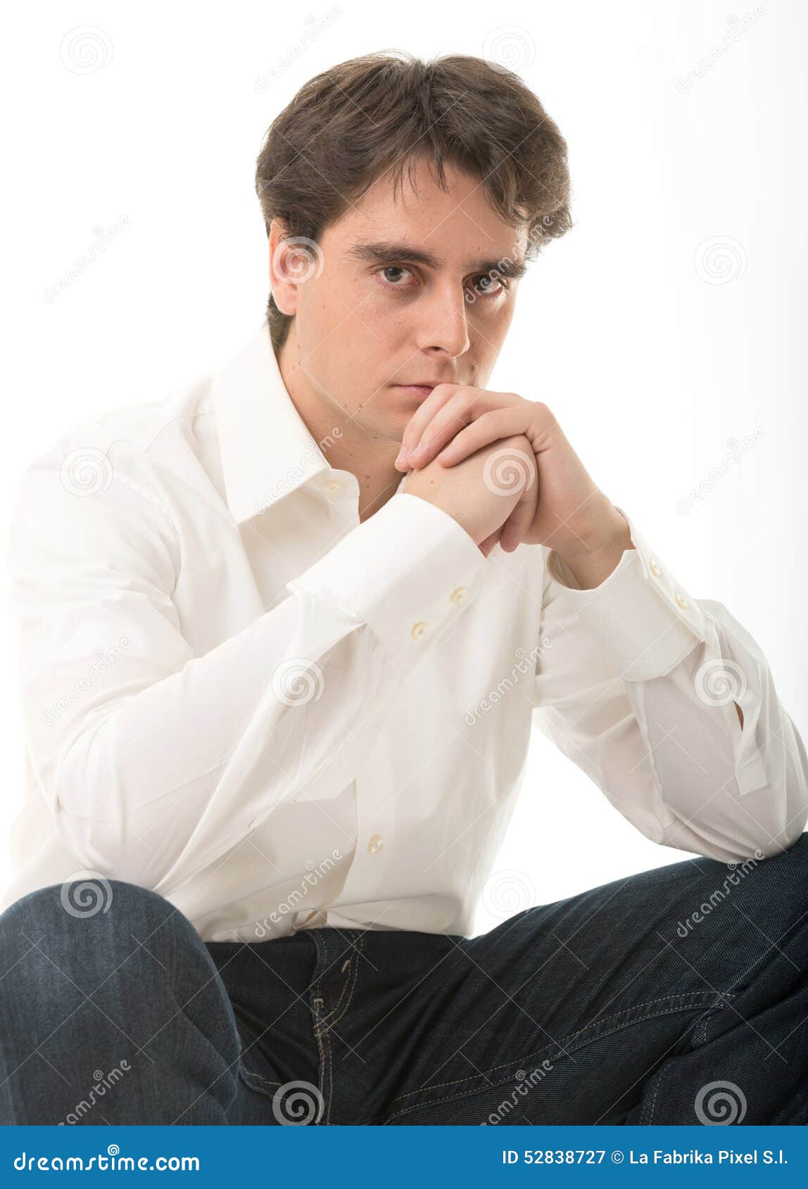Pensive young man stock image. Image of moody, portrait - 52838727