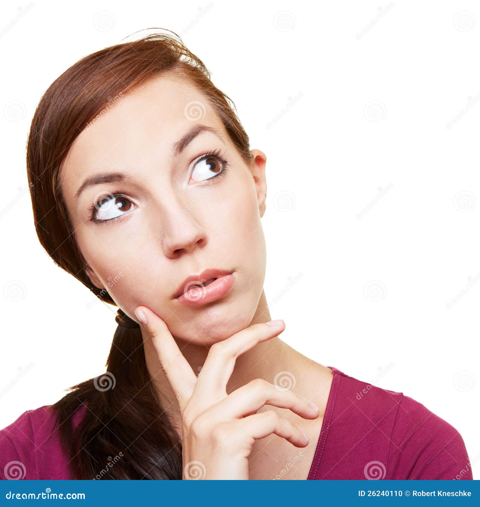 Pensive young woman stock photo. Image of think, pensive - 26240110