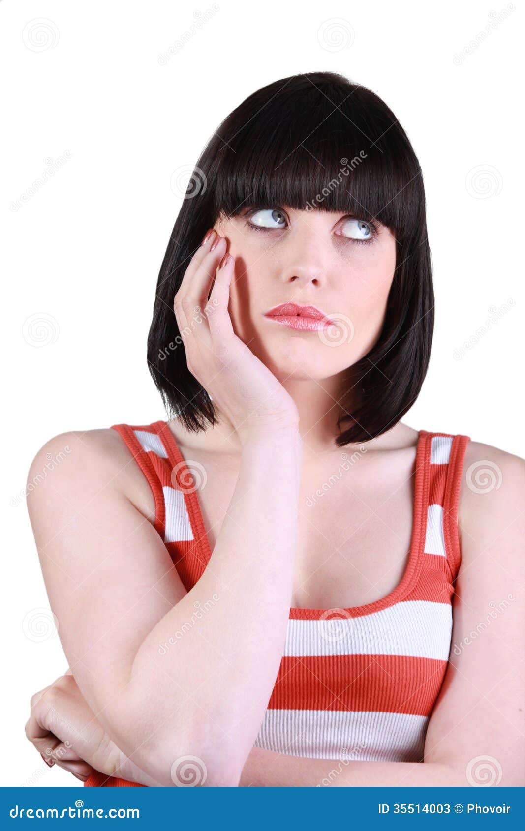 A pensive young woman stock image. Image of thinking - 35514003