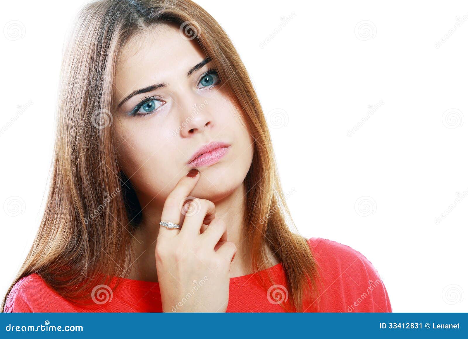 Pensive young woman stock image. Image of thoughtful - 33412831