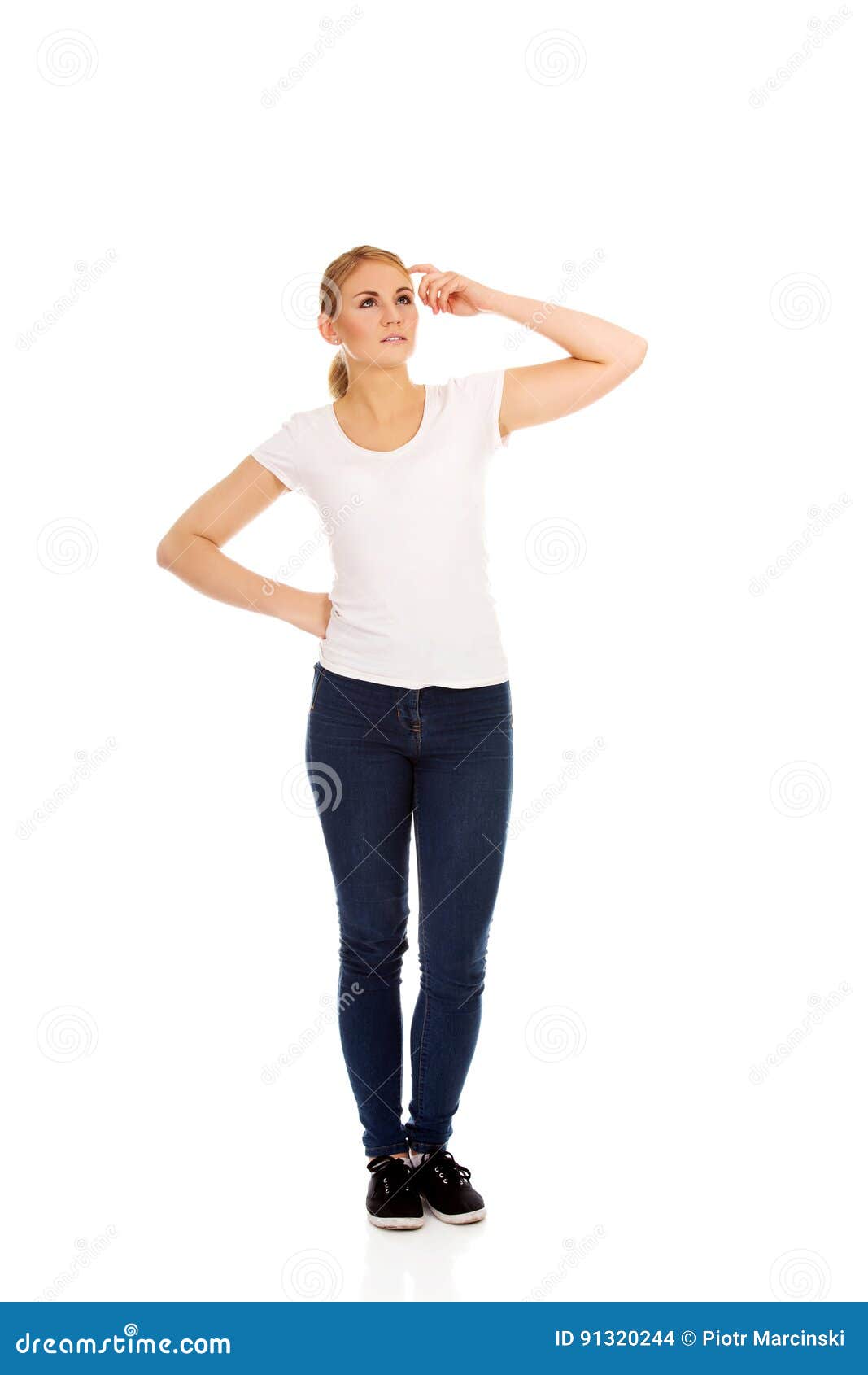 Pensive Young Woman Scratching Her Head Stock Photo - Image of female ...