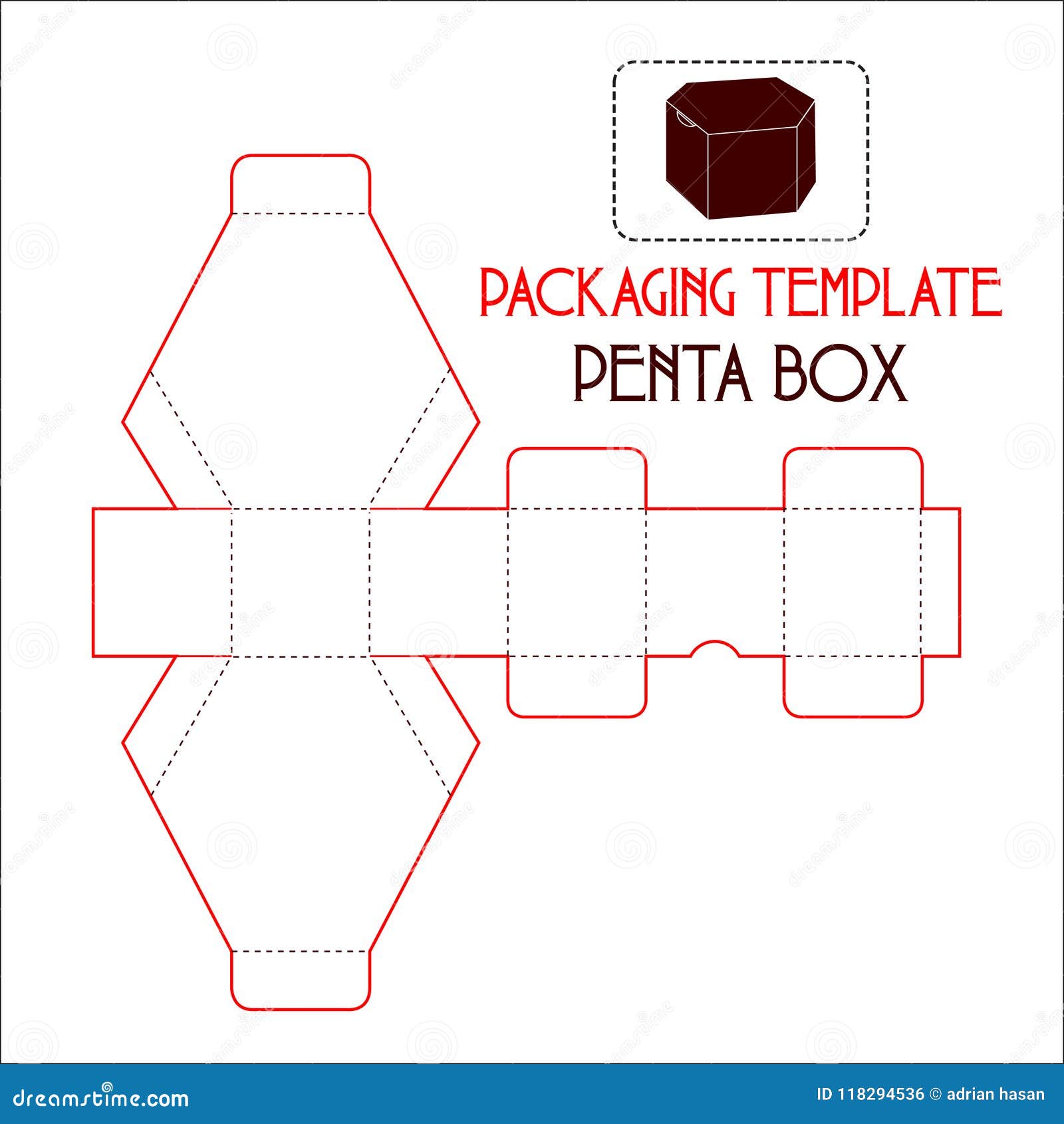 PENTA BOX PACKAGING TEMPLATE Stock Vector - Illustration of machine ...