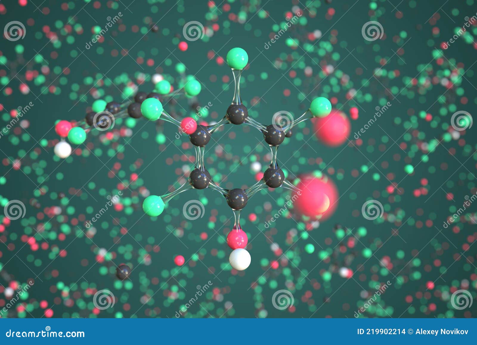 Pentachlorophenol Molecule, Conceptual Molecular Model. Chemical 3d ...