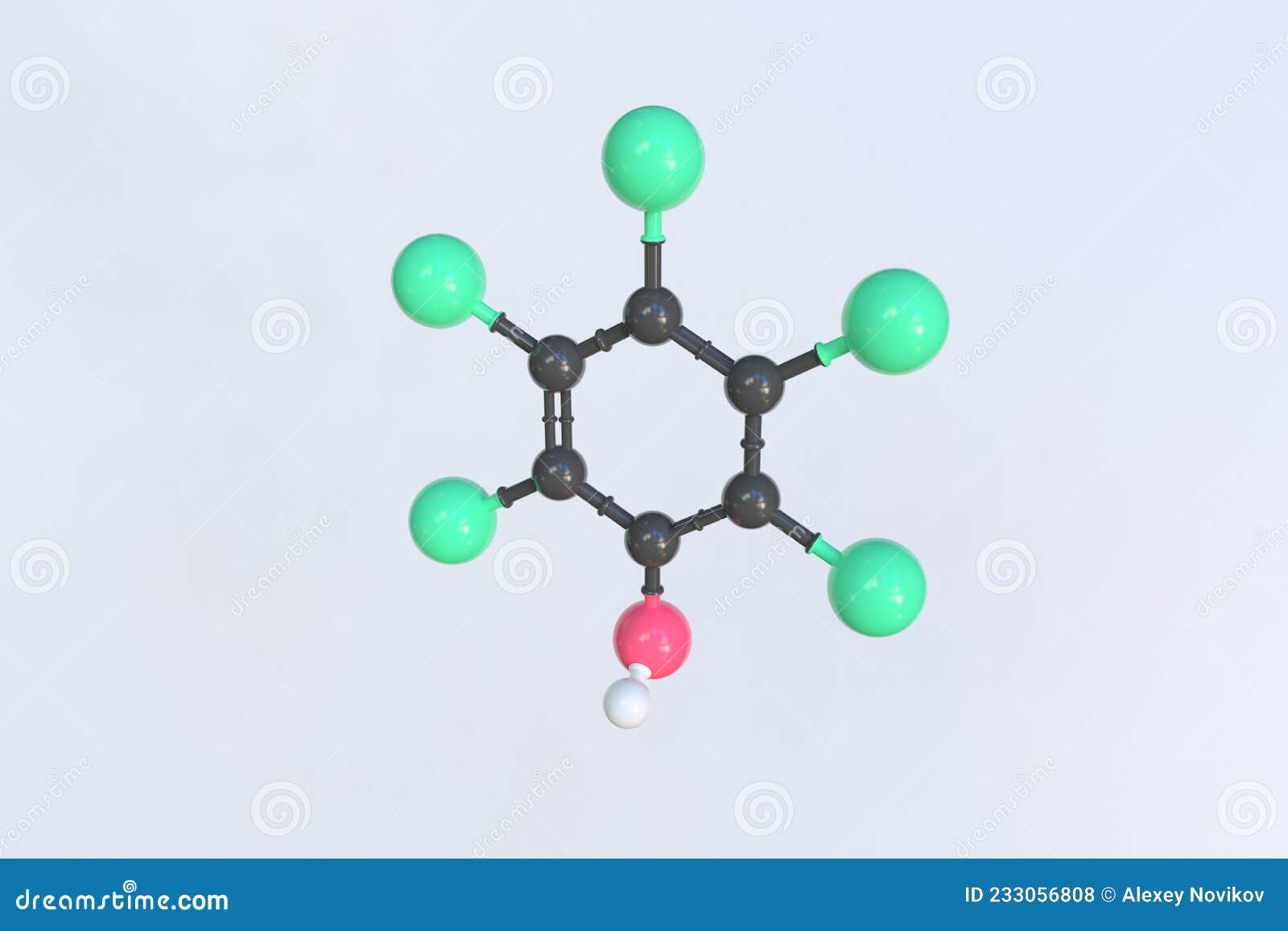 Pentachlorophenol Molecule, Isolated Molecular Model. 3D Rendering ...