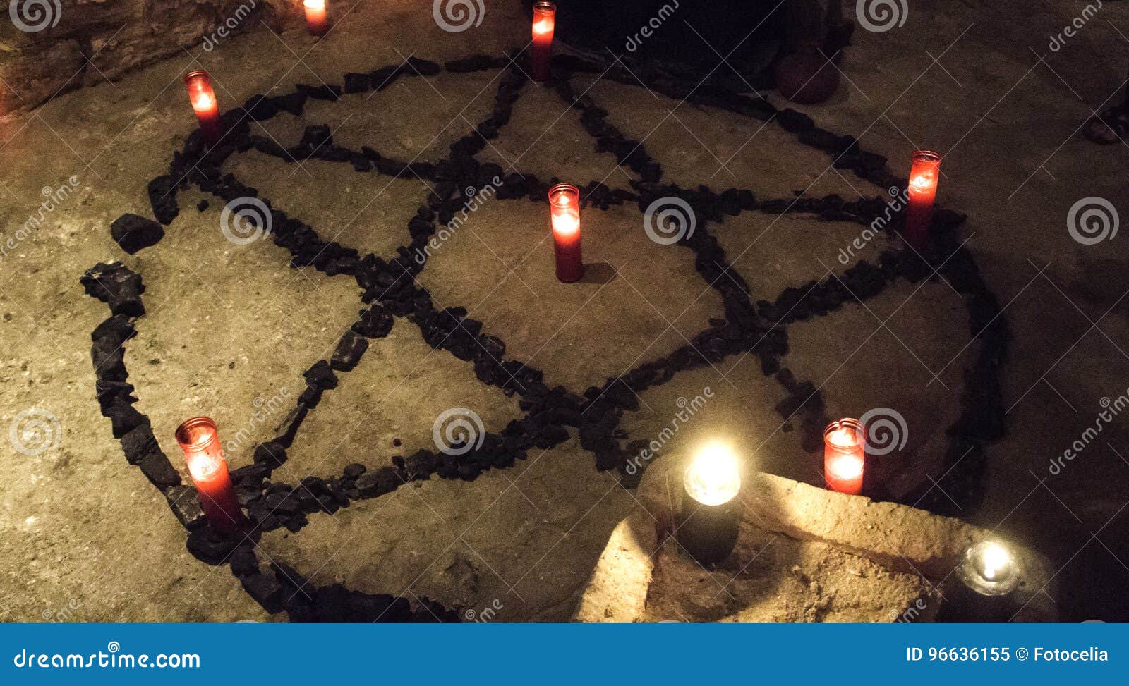 Pentacle demon candles stock image. Image of gate, evil - 96636155