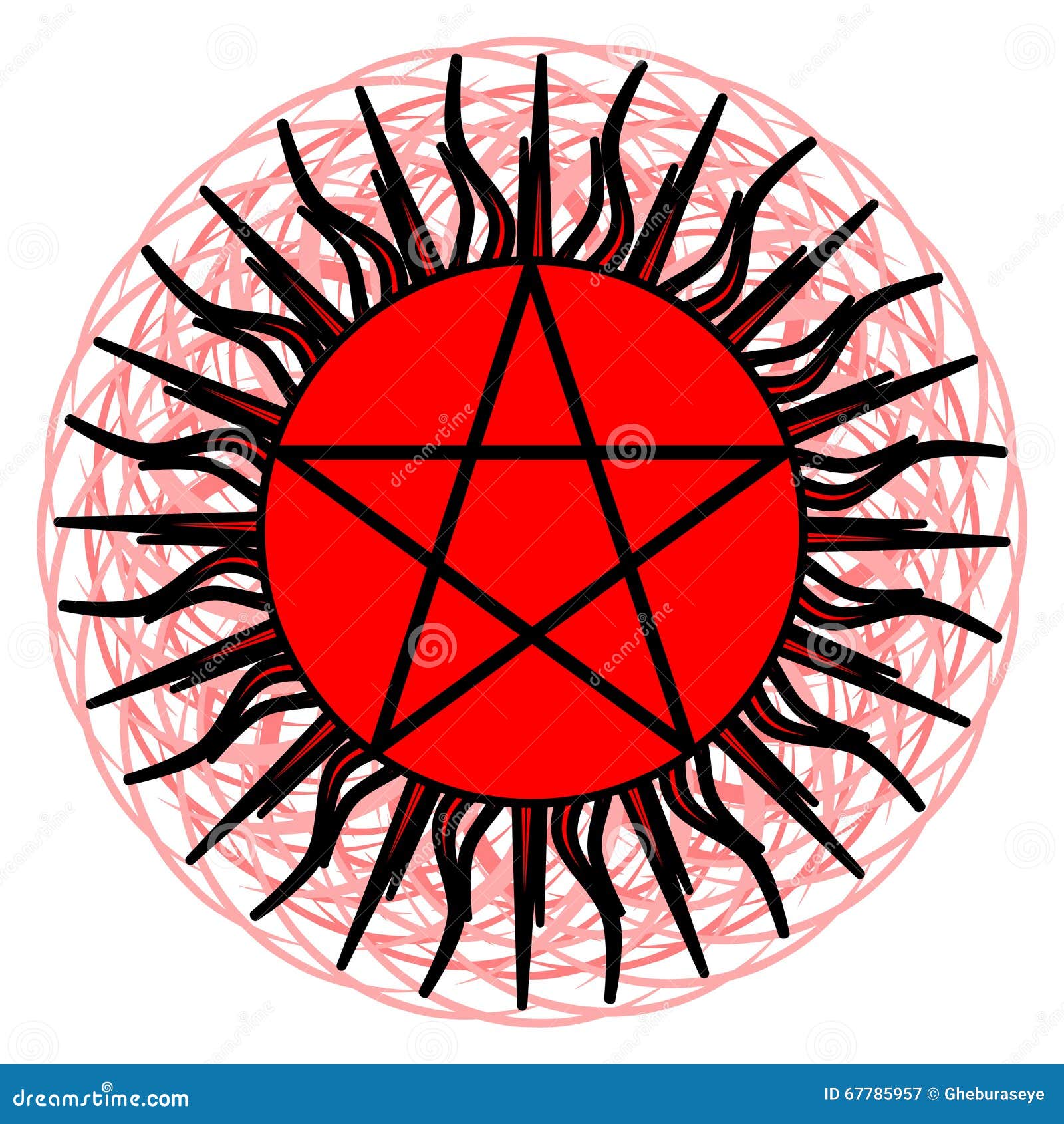 Pentacle on Red Decoration Isolated Stock Vector - Illustration of rays ...