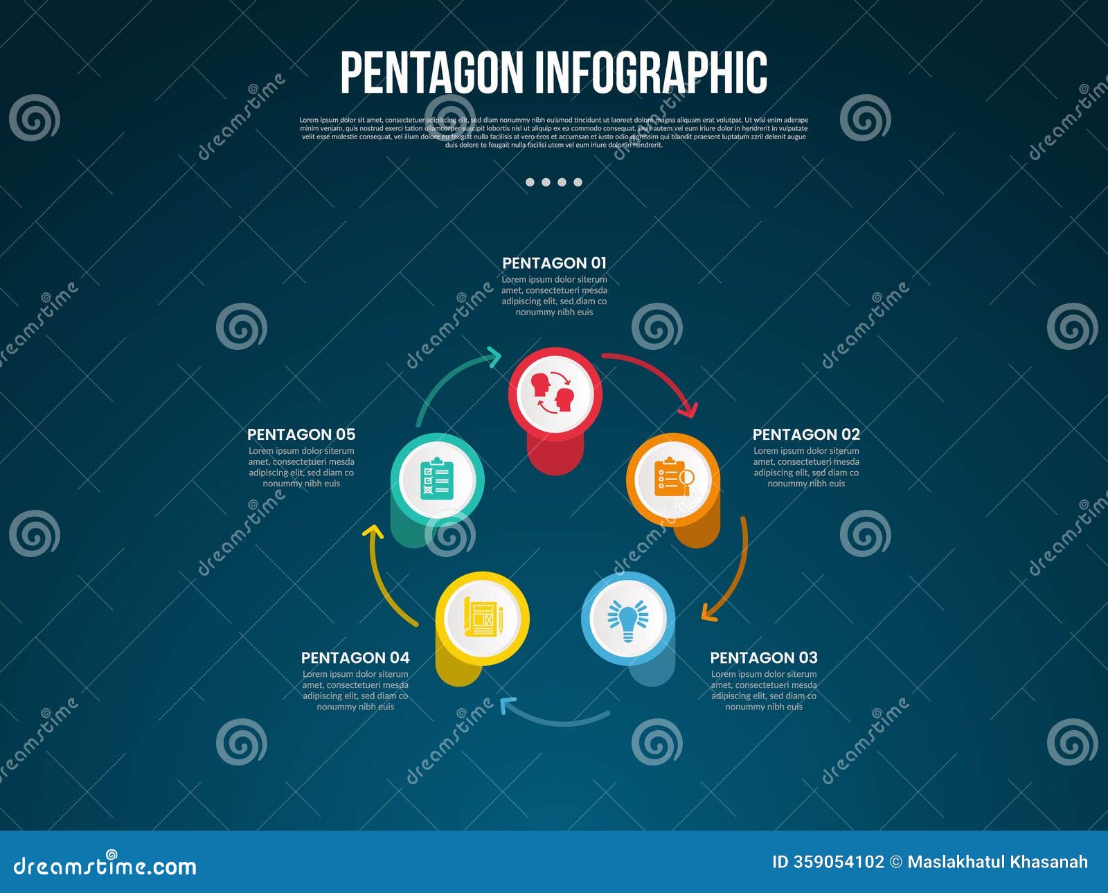 Pentagon Base Shape Template Infographic with Creative Pentagon Base on ...