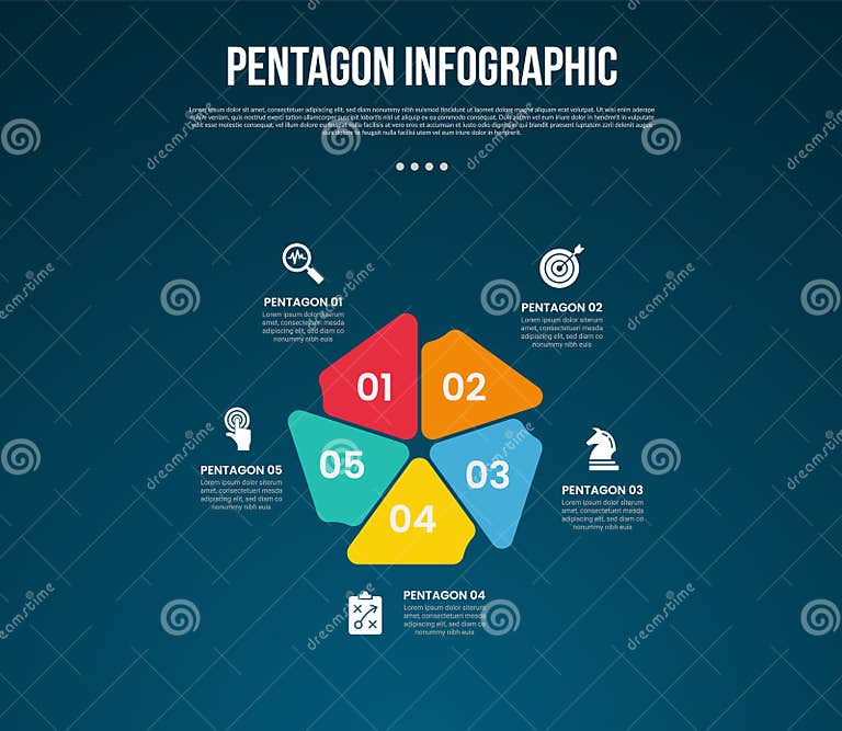 Pentagon Base Shape Template Infographic with Creative Slice Cut ...