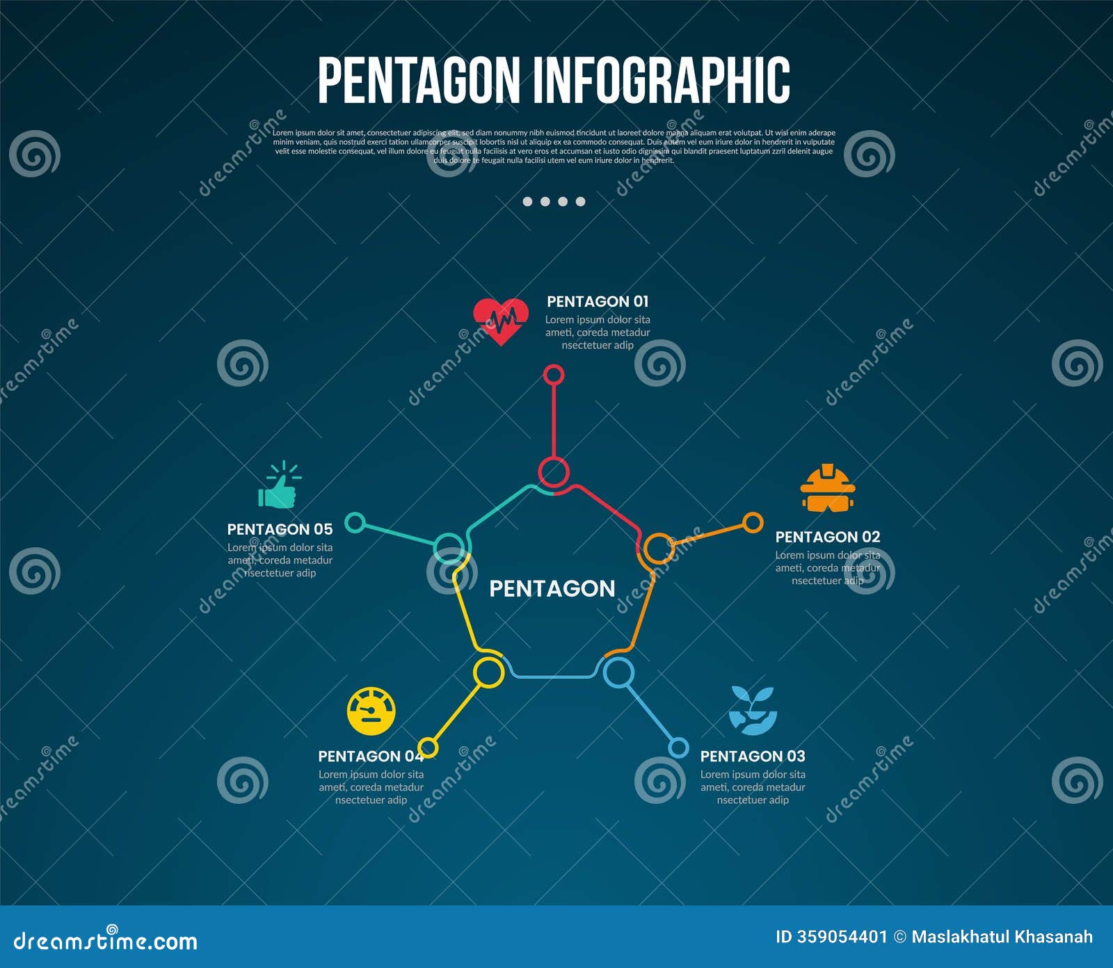 Pentagon Base Shape Template Infographic With Piechart Separation With ...