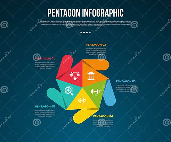 Pentagon Base Shape Template Infographic with Pentagon Piechart with ...