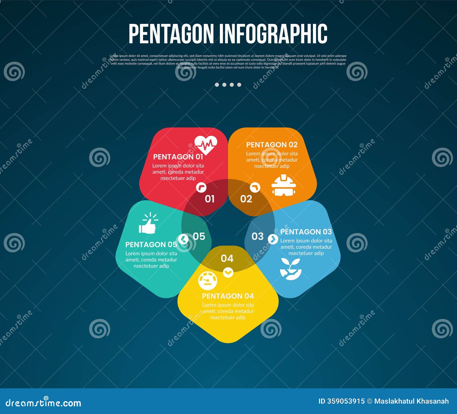 Pentagon Base Shape Template Infographic With Flexible Wobble Part On ...