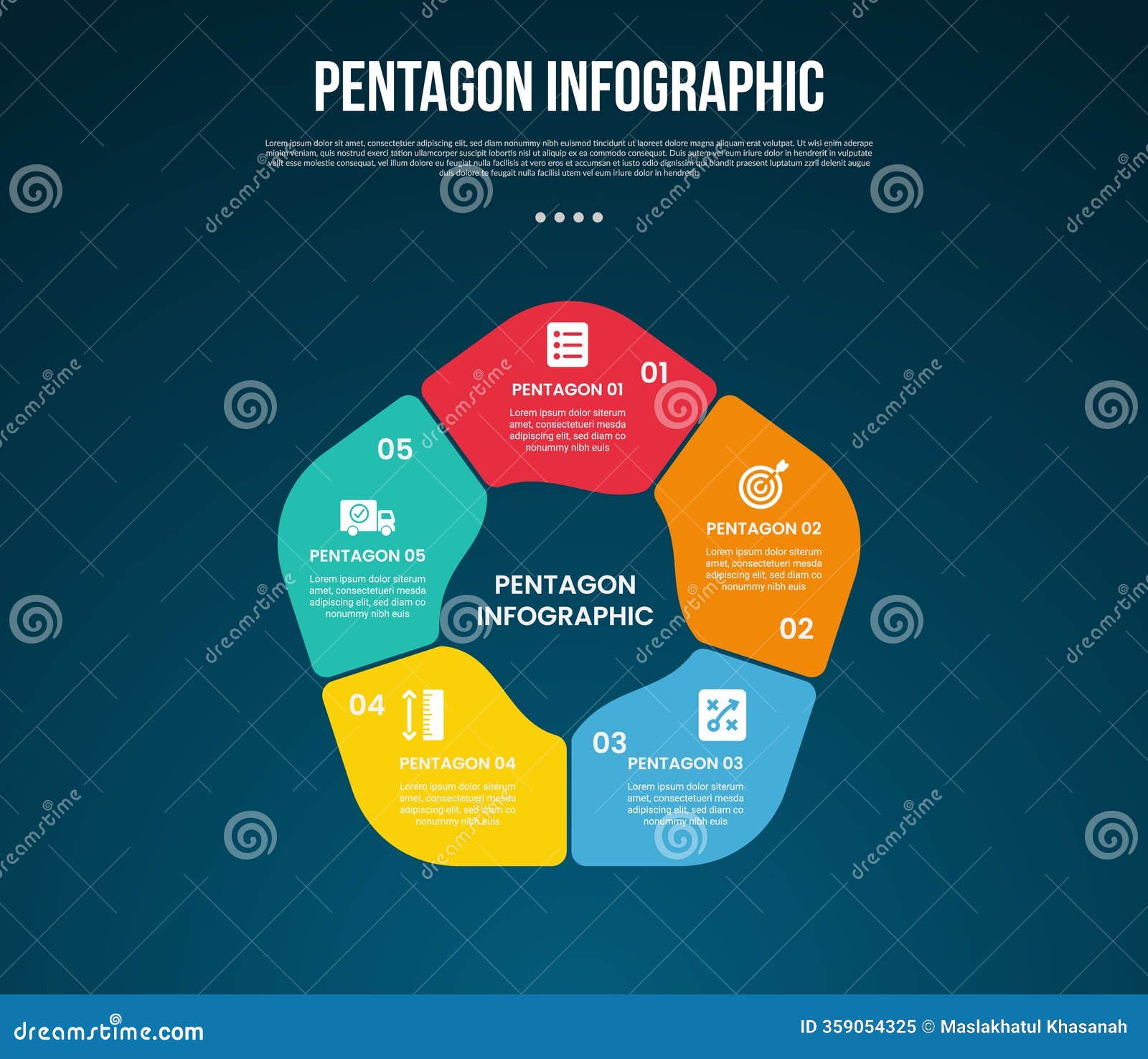 Pentagon Base Shape Template Infographic With Flexible Wobble Part On ...