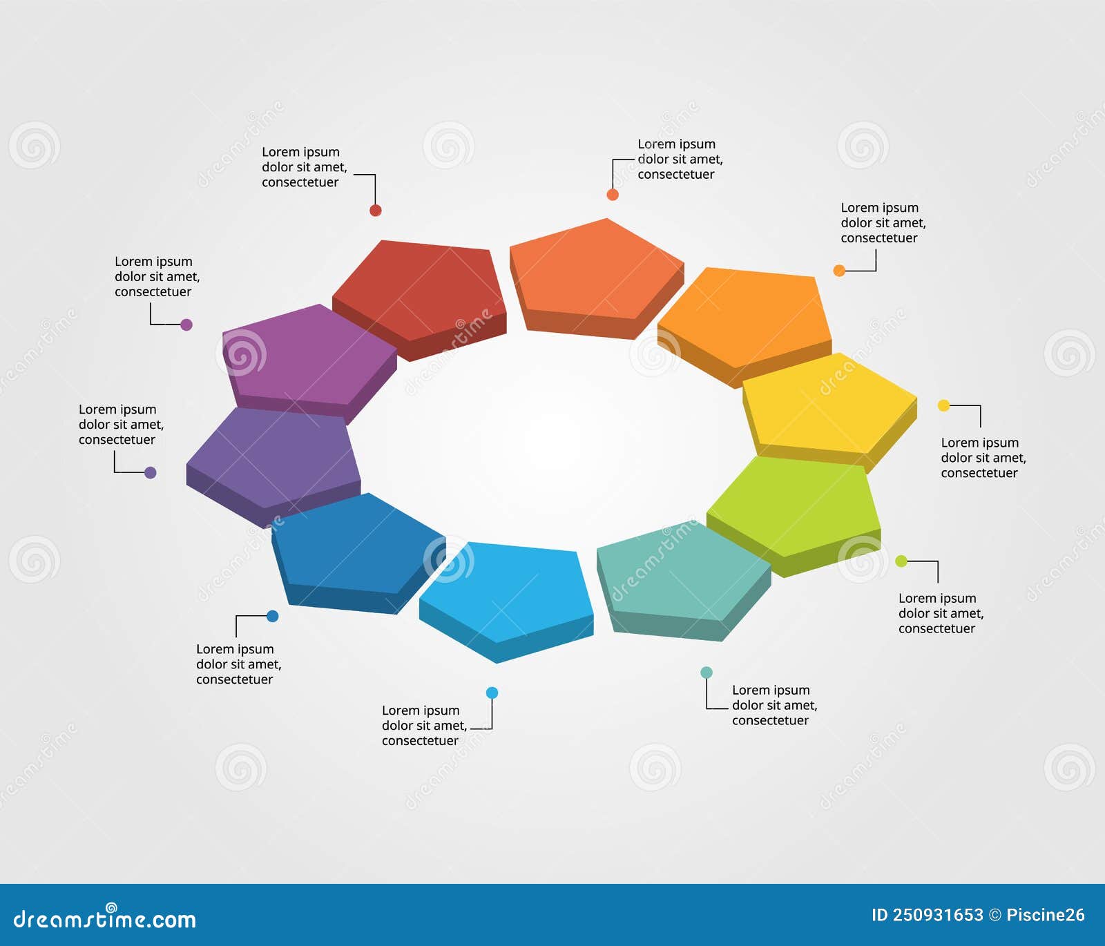 Pentagon Chart Template for Infographic for Presentation for 10 Element ...